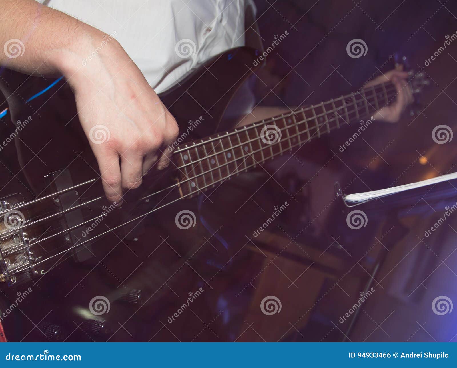 Musician Playing Guitar in a Rock Band Stock Photo - Image of male ...