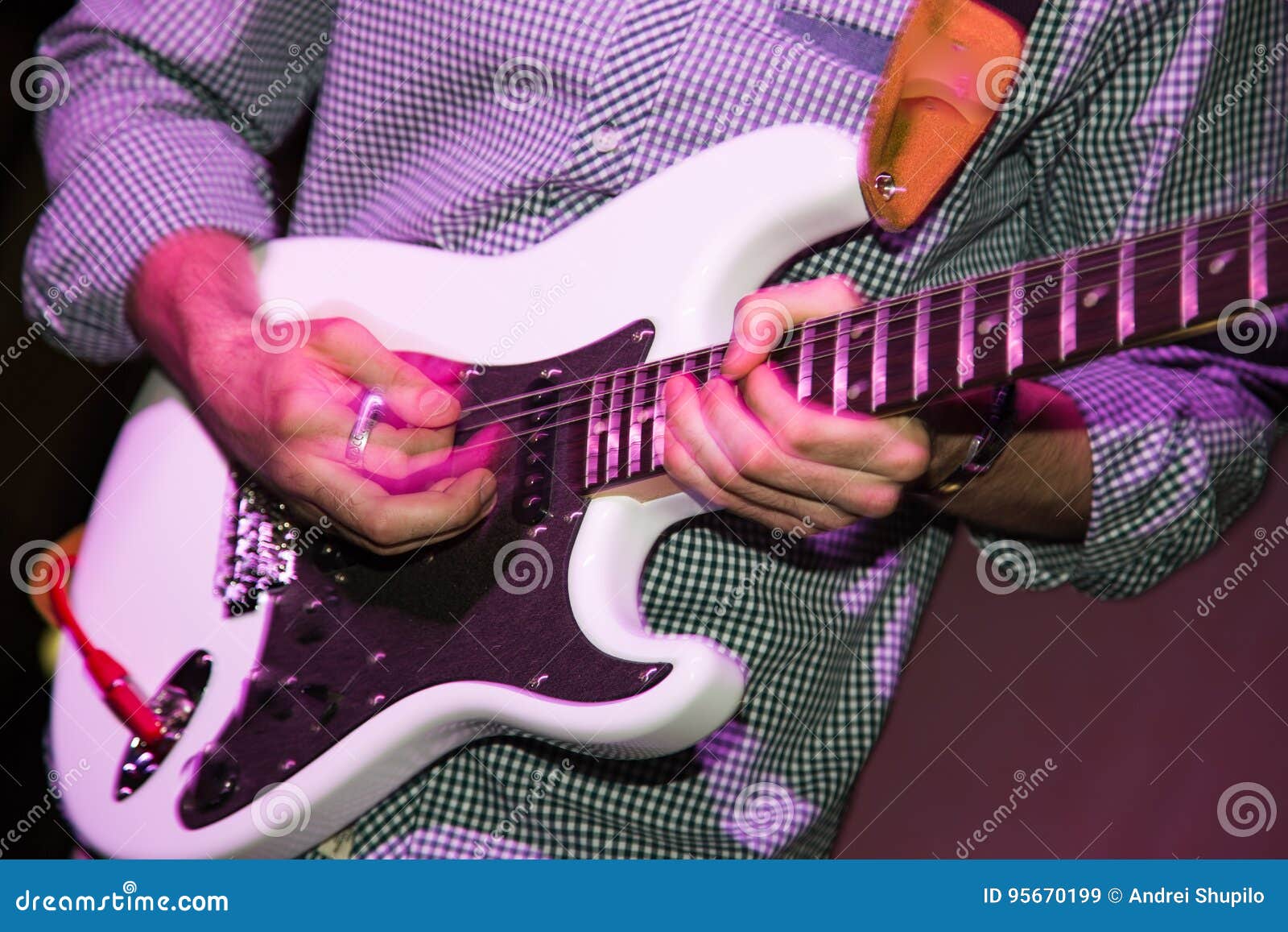 Musician Playing Guitar in a Rock Band Stock Image - Image of band ...