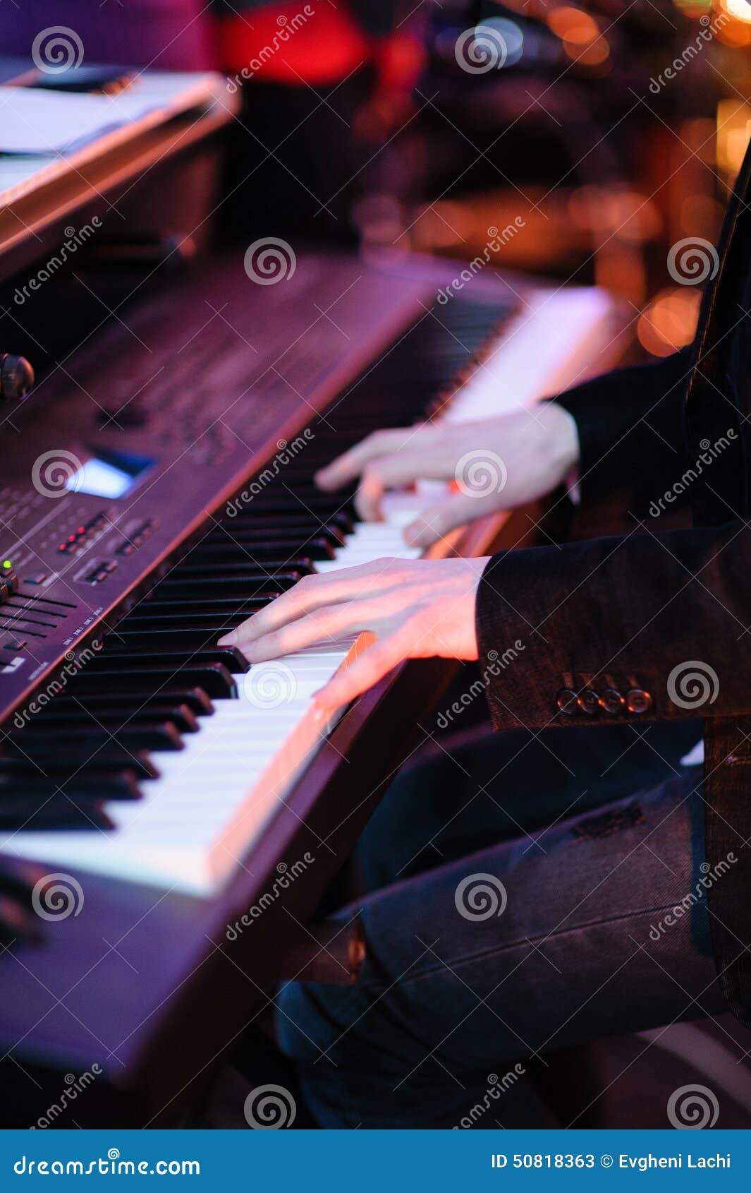 Musician playing keyboard stock image. Image of field - 50818363