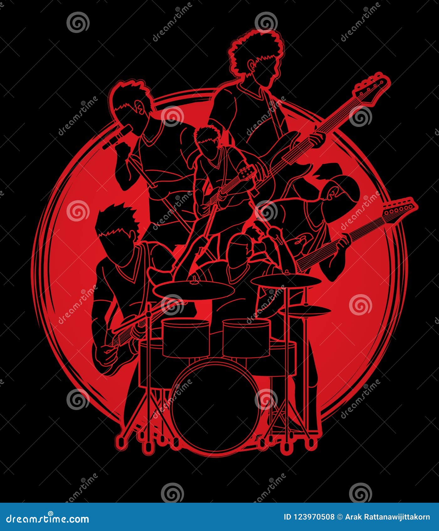 Musician Playing Music Together, Music Band Composition. Stock Vector ...