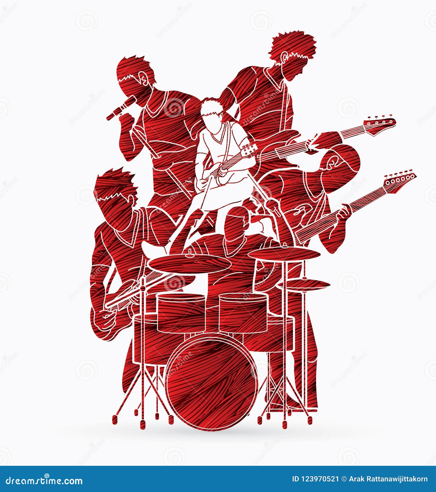 Musician Playing Music Together, Music Band Composition. Stock Vector ...