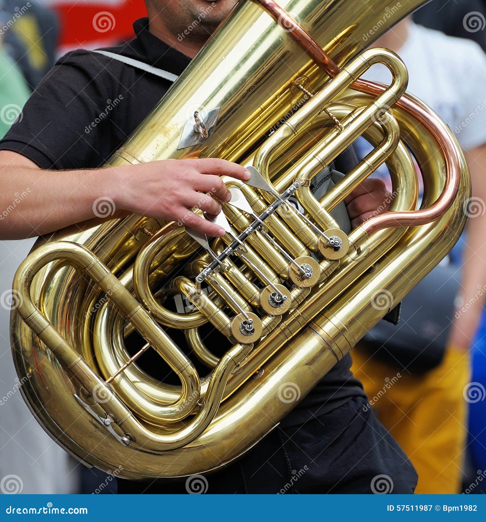 Musician is Playing on the Tuba. Stock Image - Image of horn, hand ...