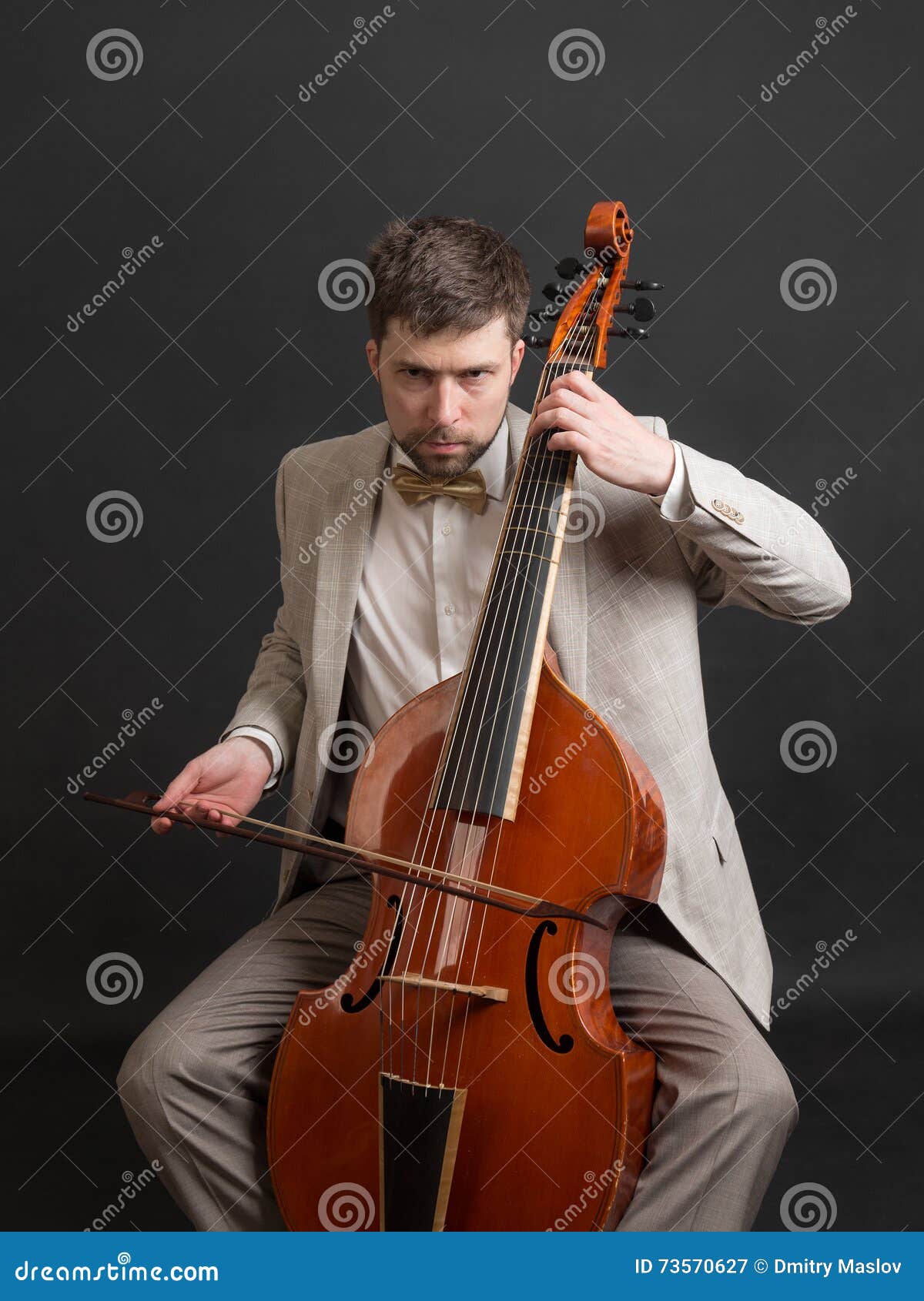 Musician Playing the Viola Da Gamba Stock Image - Image of viola, shirt ...