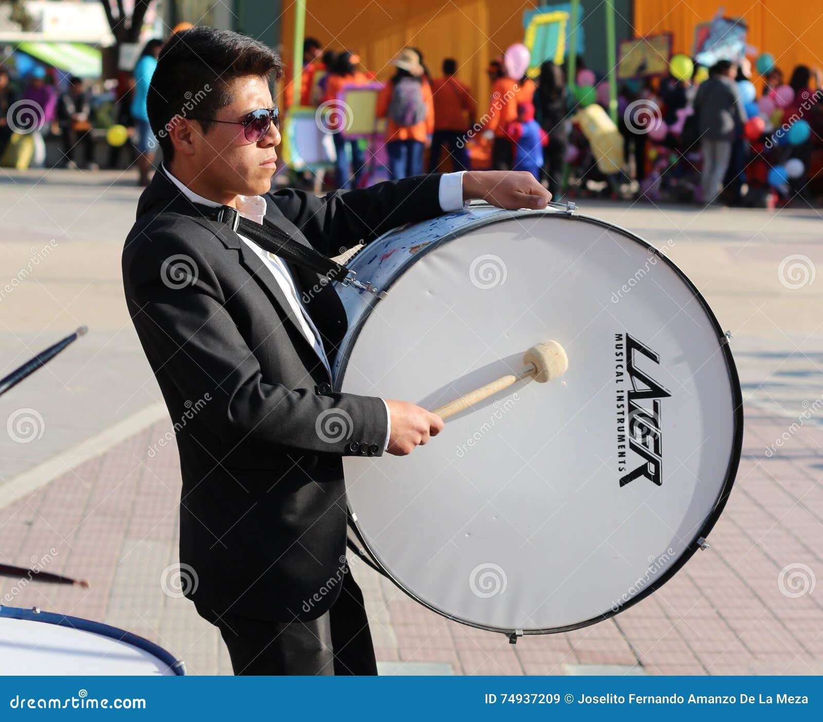 Musician plays big drum. editorial stock image. Image of musician ...
