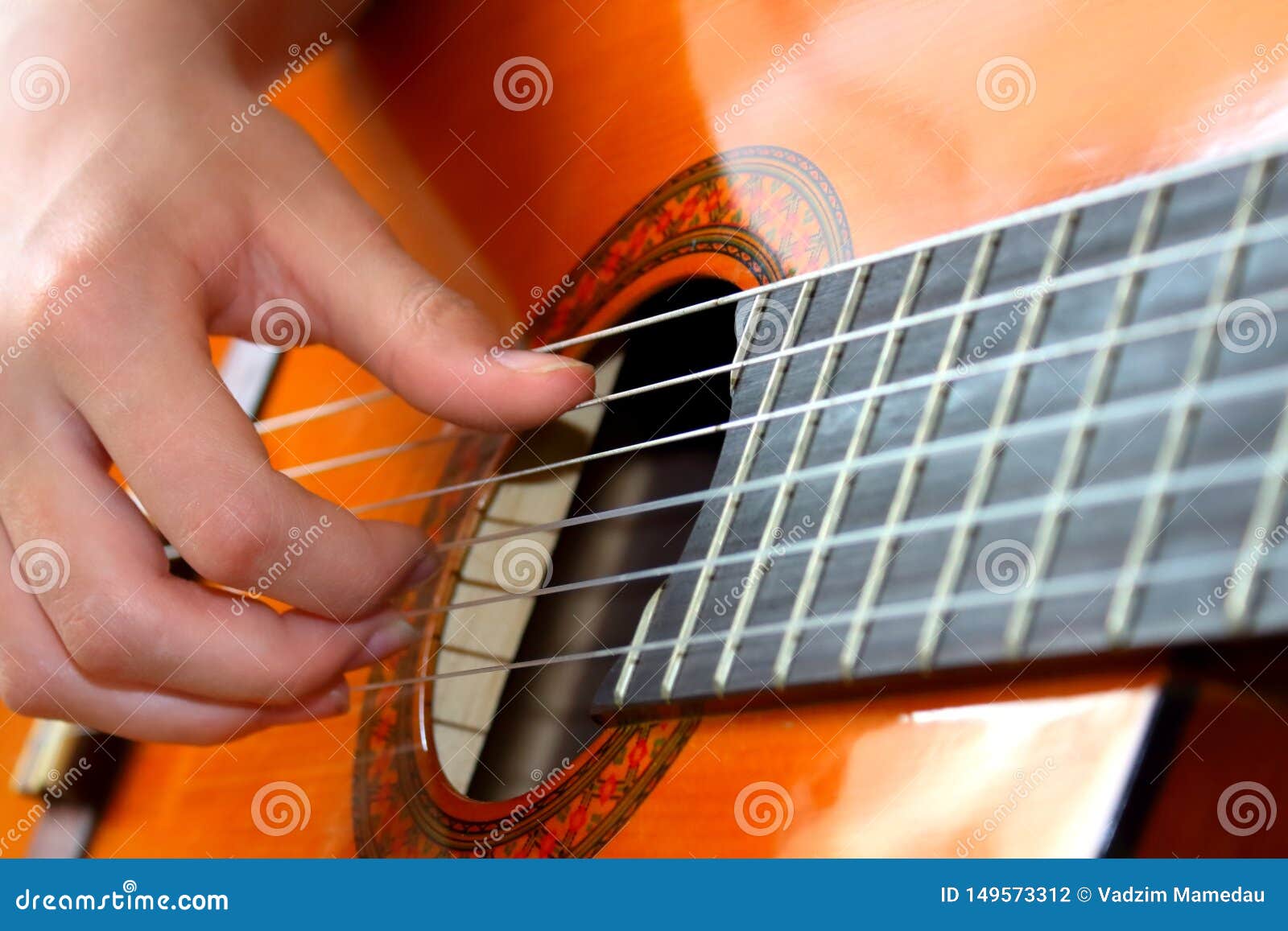 Musician Plays Guitar Fingers Stock Photo - Image of performer, chord ...