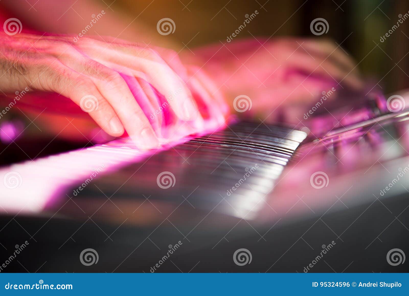 Musician Plays Keyboards in a Rock Band Stock Photo - Image of concert ...