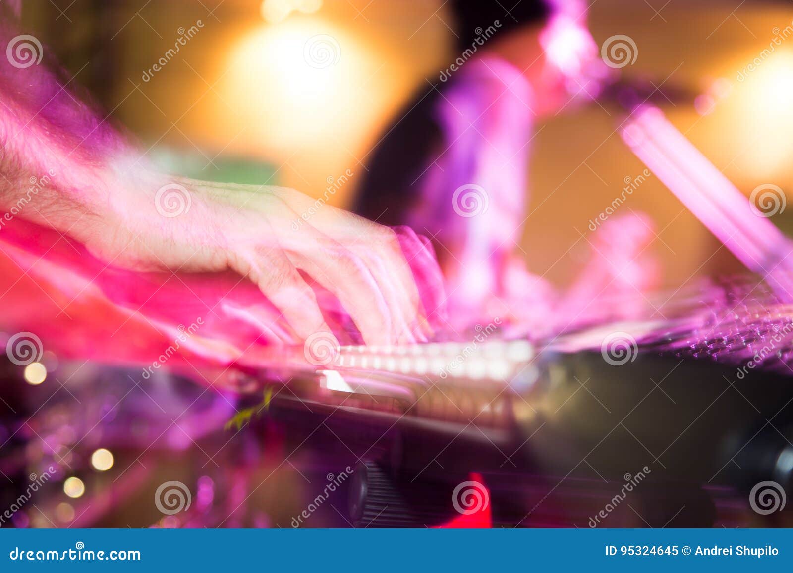 Musician Plays Keyboards in a Rock Band Stock Image - Image of studio ...