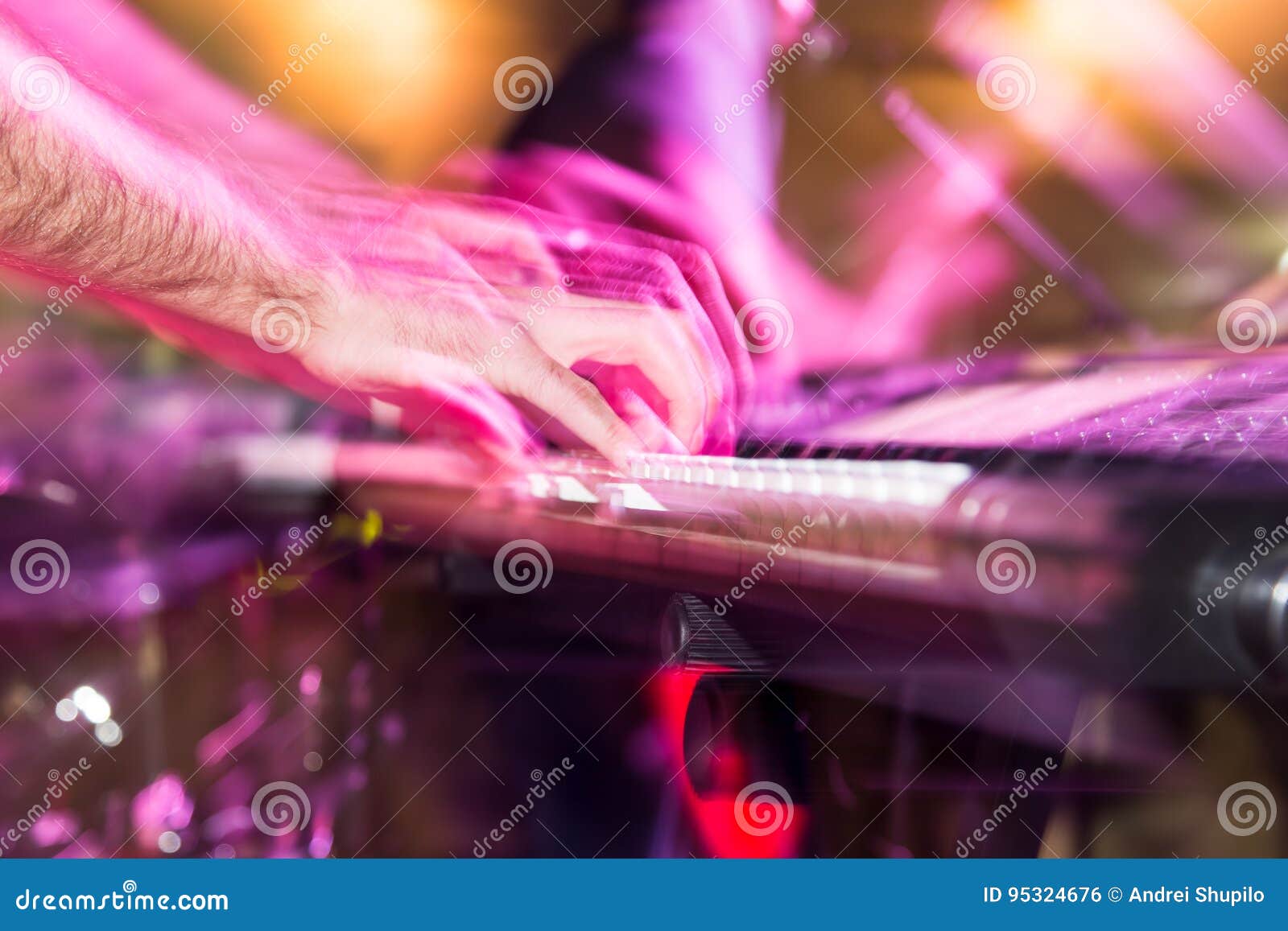 Musician Plays Keyboards in a Rock Band Stock Photo - Image of musician ...