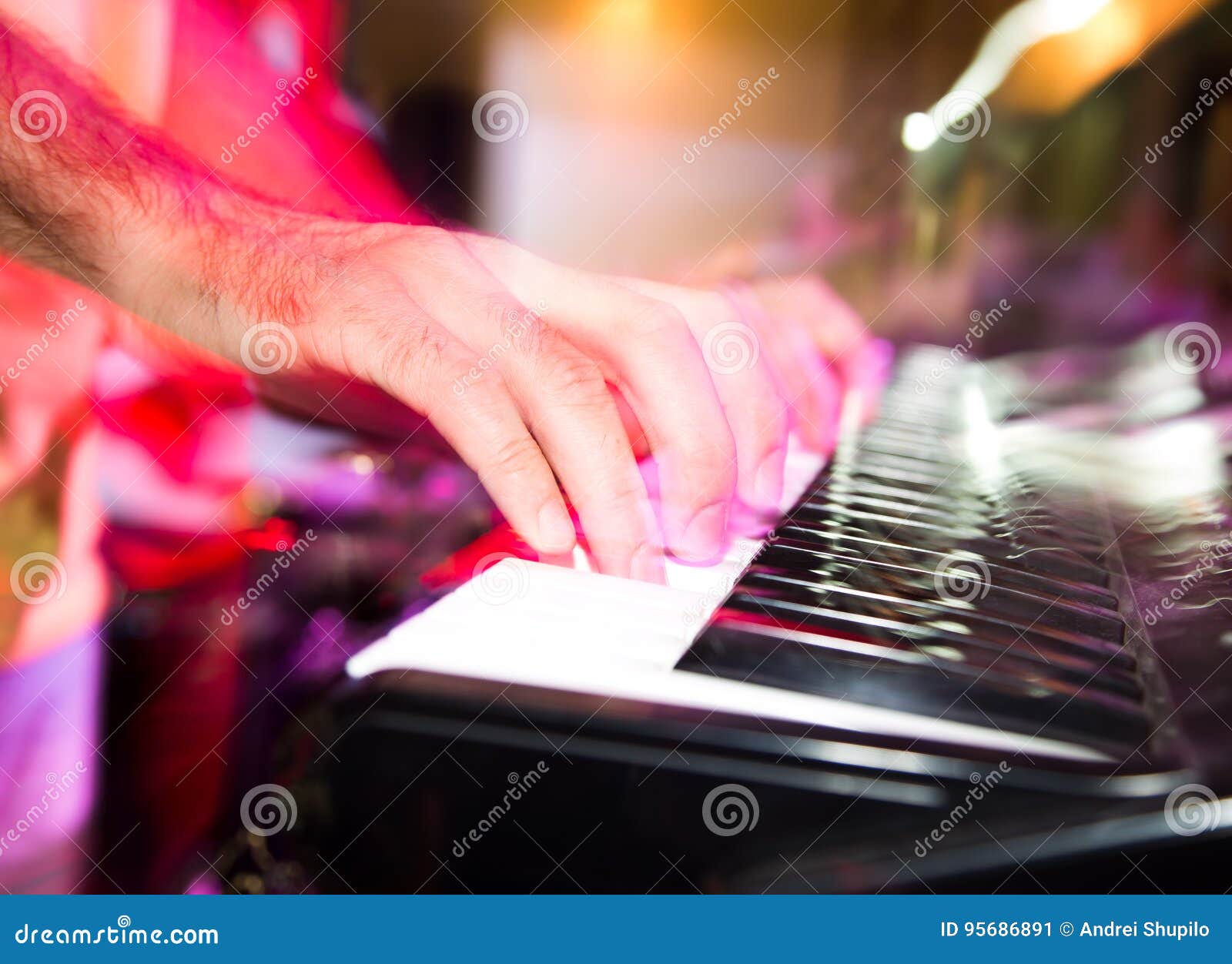 Musician Plays Keyboards in a Rock Band Stock Image - Image of rock ...
