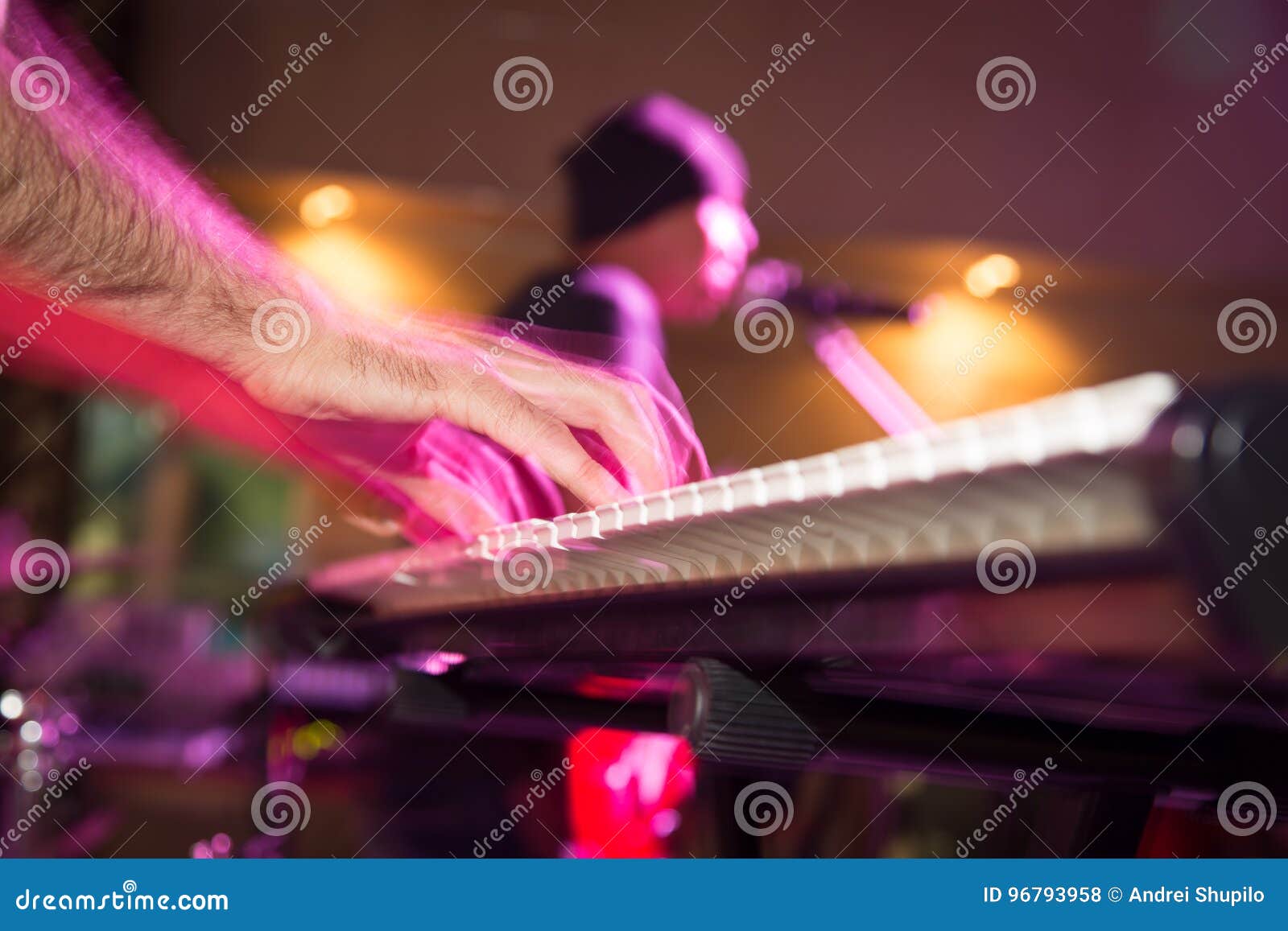 Musician Plays Keyboards in a Rock Band Stock Photo - Image of jazz ...