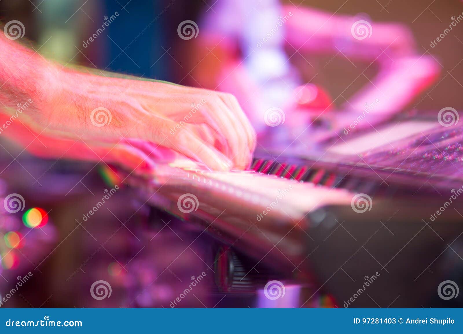 Musician Plays Keyboards in a Rock Band Stock Image - Image of music ...