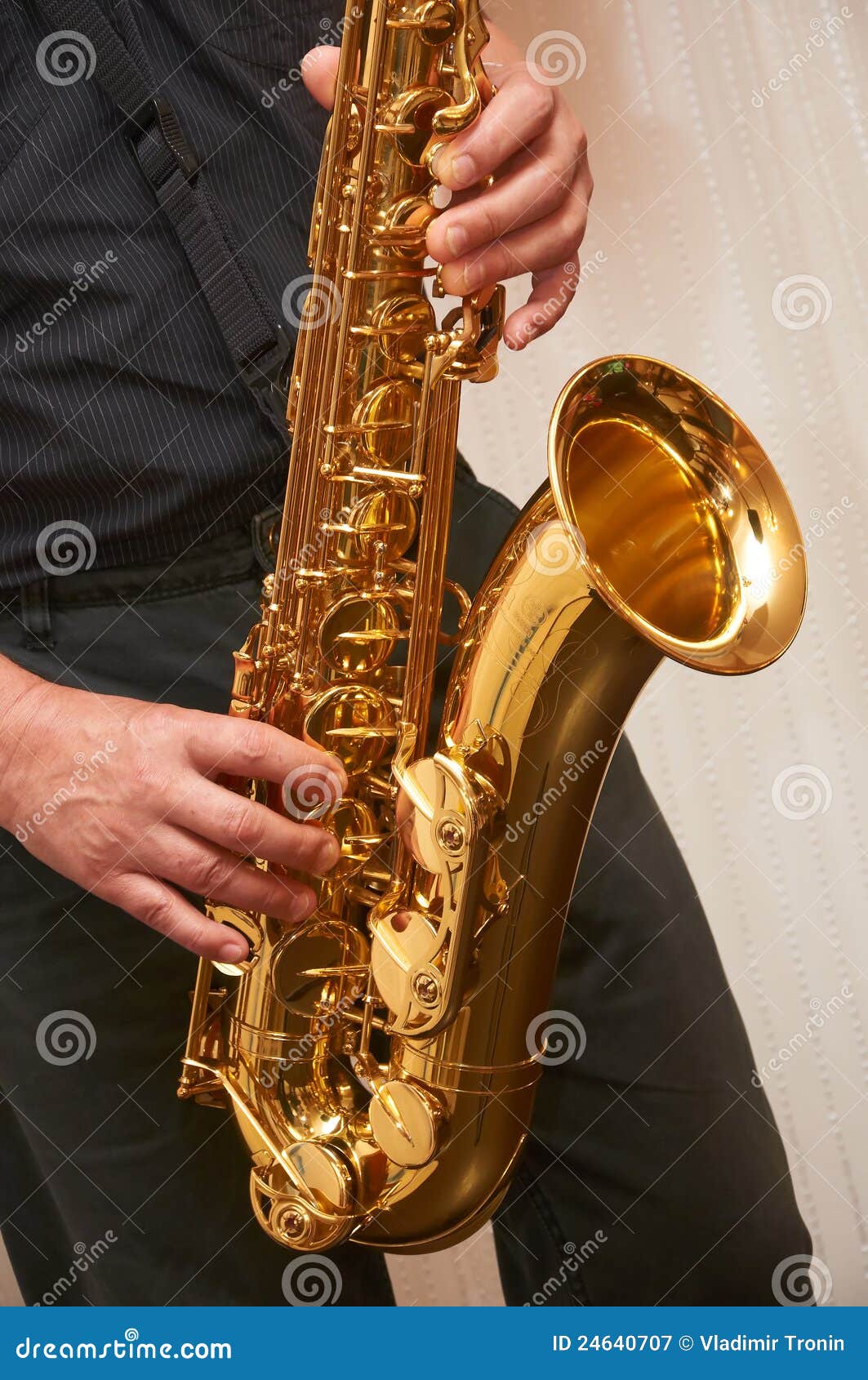 The Musician Plays a Saxophone Stock Image - Image of music, playing ...