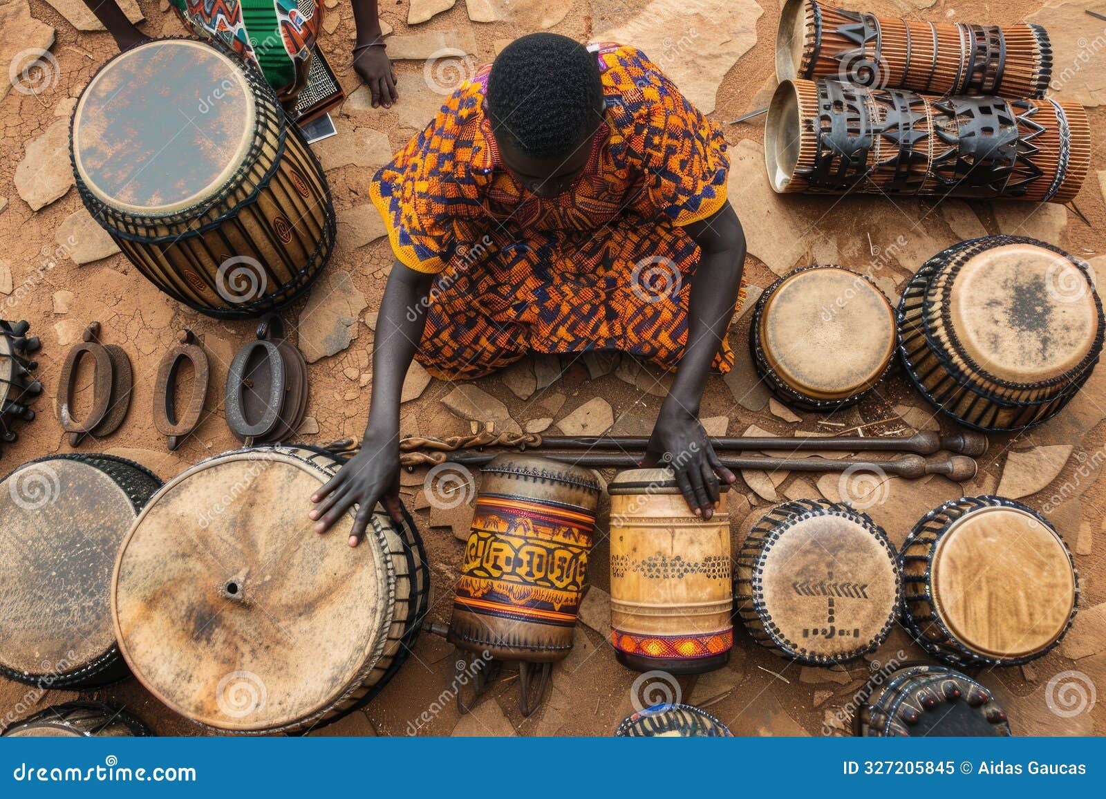 Musician Practices with African Instruments Stock Illustration ...