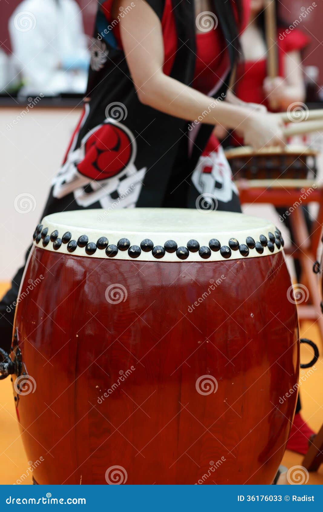 Musician with red drum stock image. Image of drumstick - 36176033