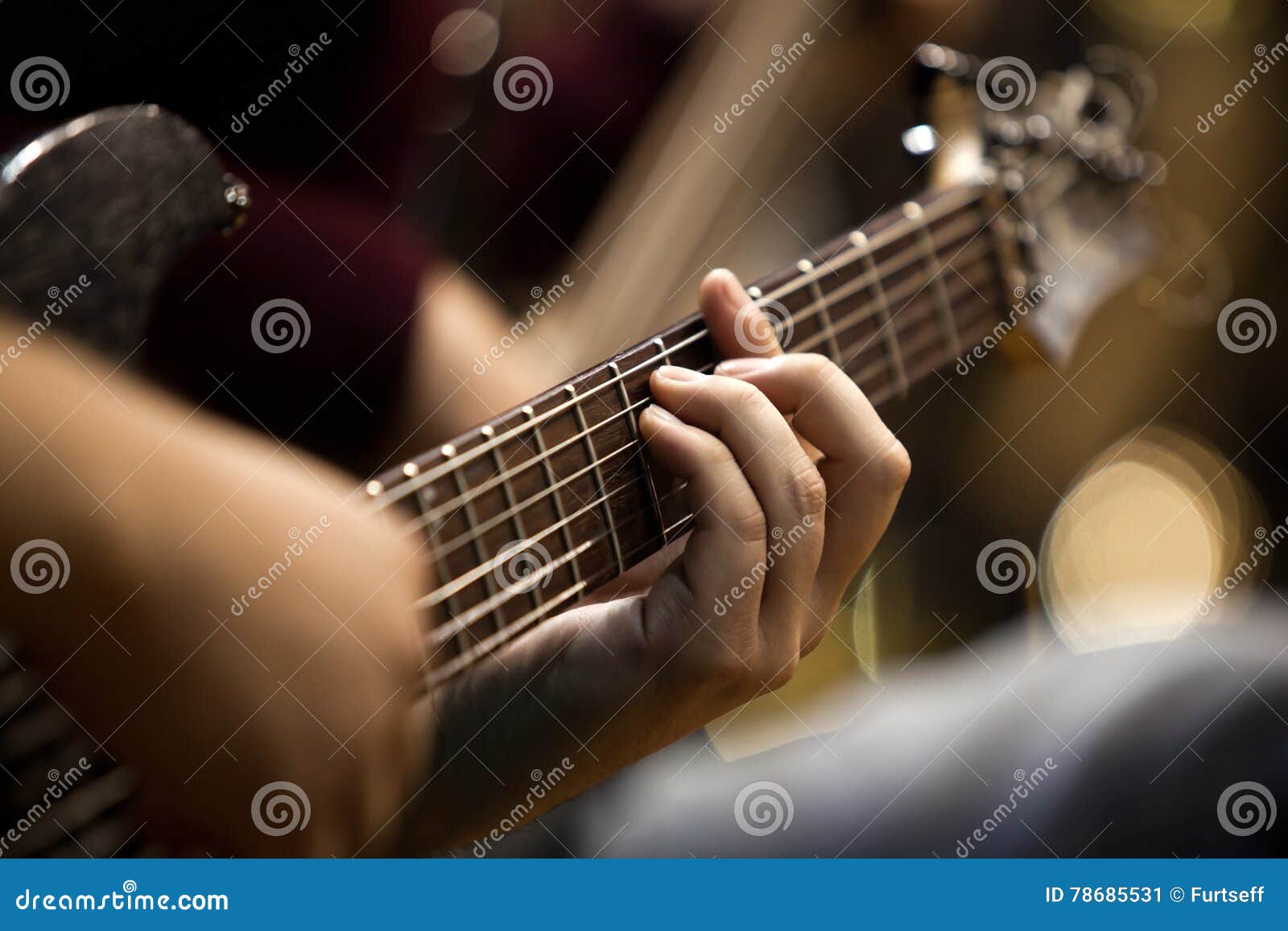 Musician S Fingers on the Strings of a Guitar Stock Image - Image of ...