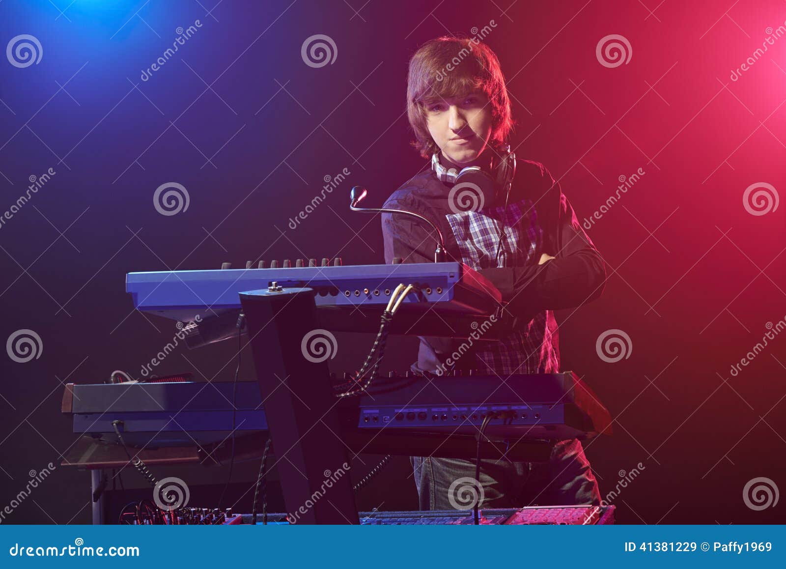 Musician Sitting on a Keyboard Stock Image - Image of artist, person ...