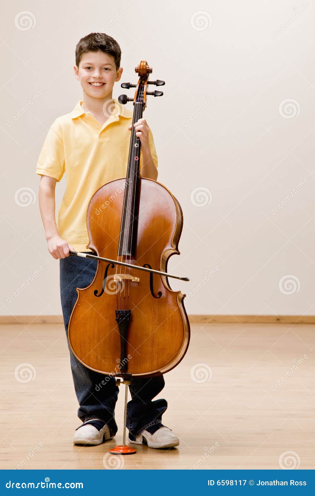 Musician Standing with Cello Stock Image - Image of adolescent, person ...