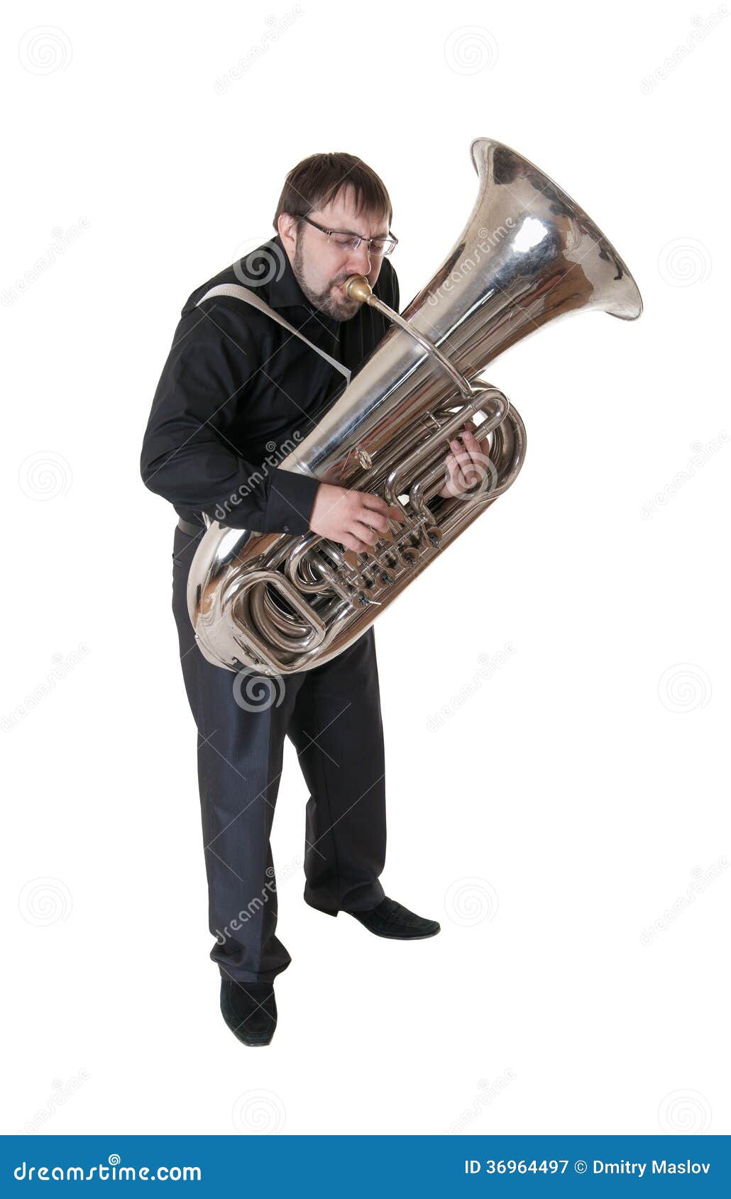 Musician with tuba stock image. Image of musician, black - 36964497