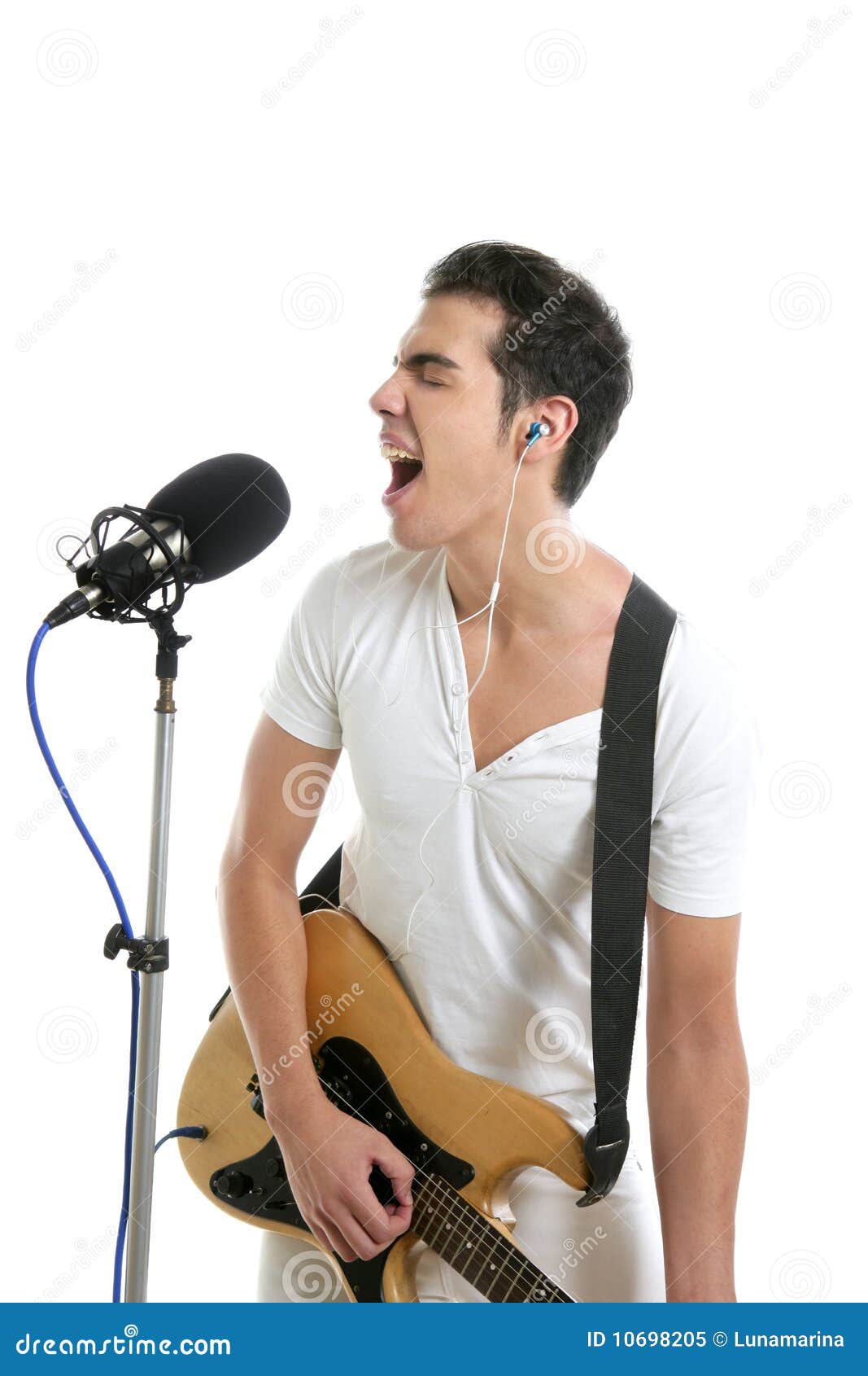 Musician Young Man Playing Electric Guitar Stock Image - Image of ...