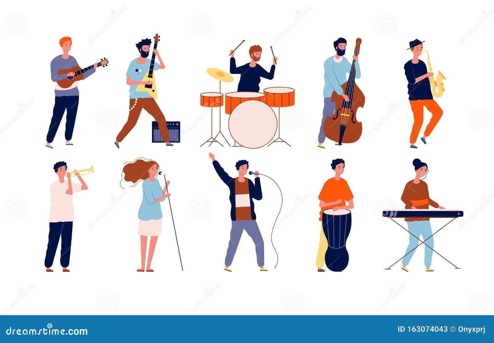 Musicians Characters. Creative Performing Peoples in Different Poses ...