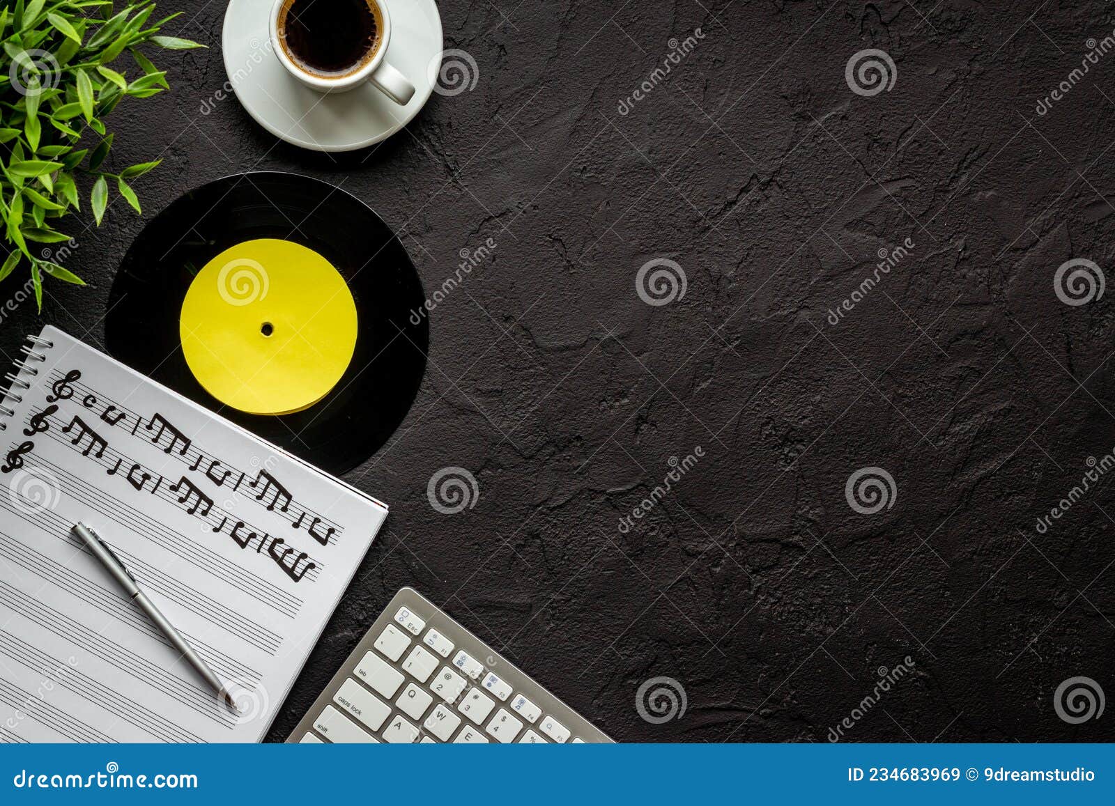 Musicians Desk Music Recording with Music Sheets Stock Image - Image of ...