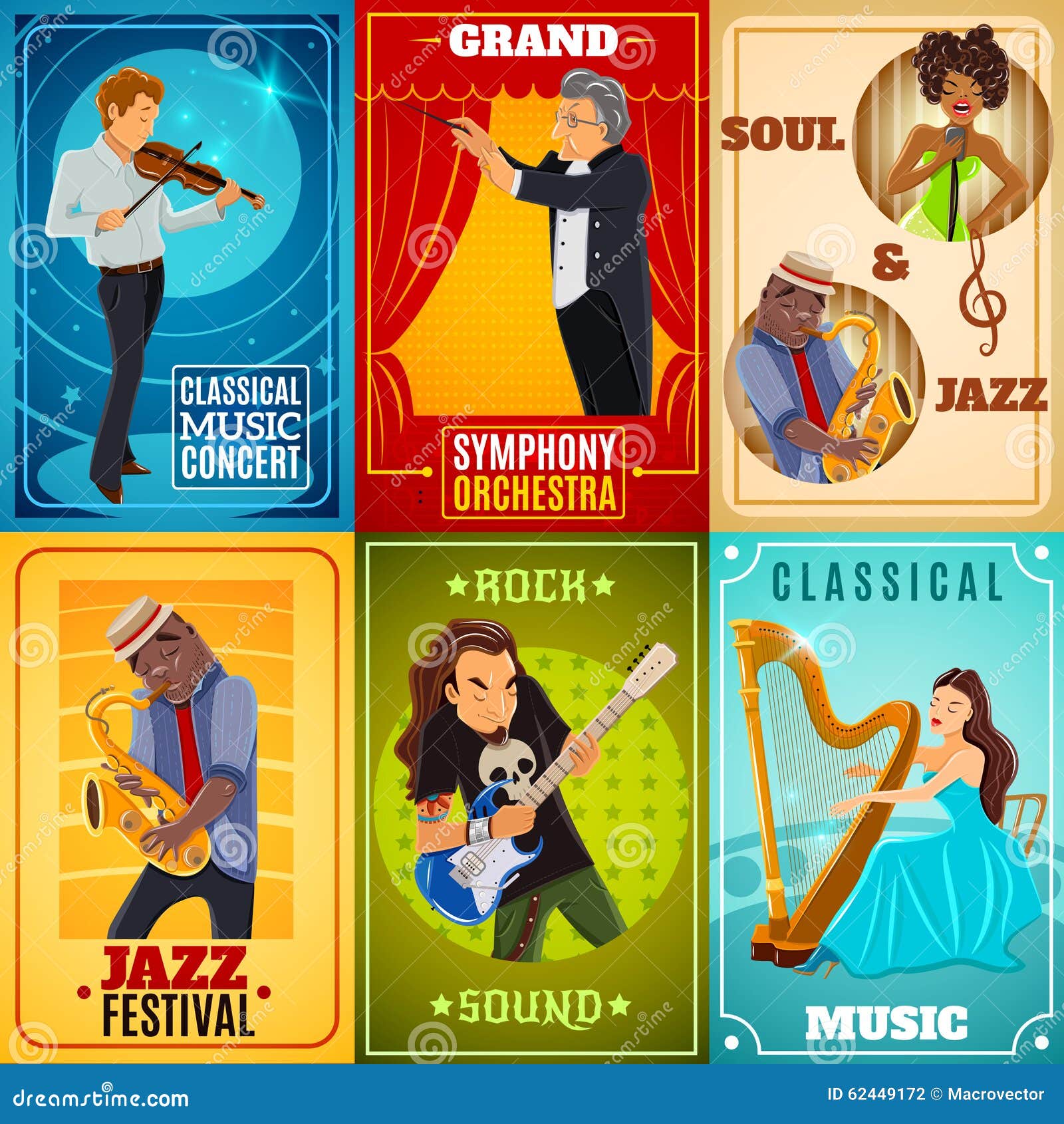 Musicians Flat Banners Composition Poster Stock Vector - Illustration ...