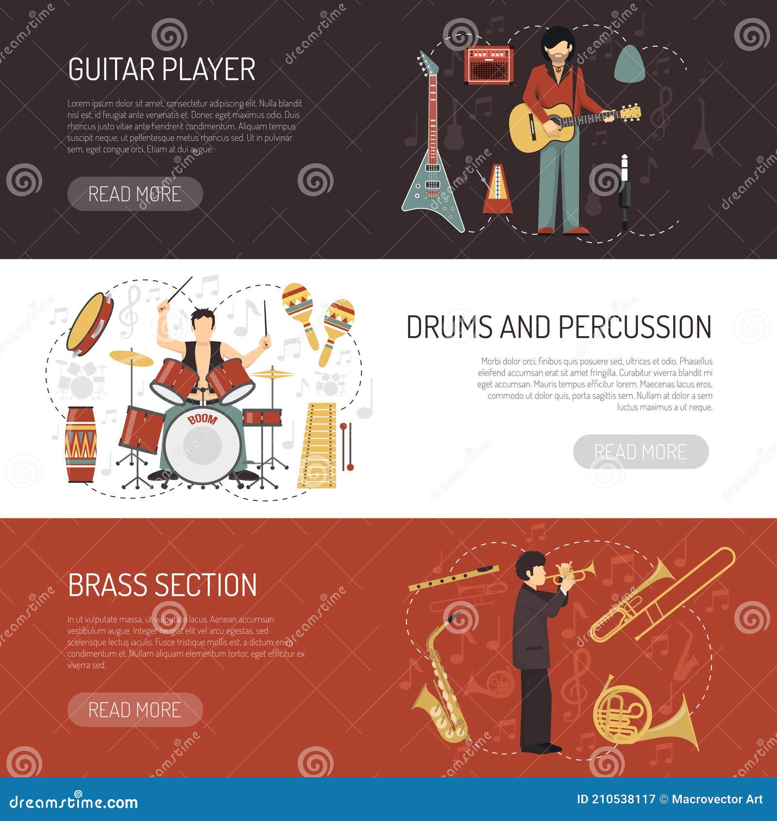Musicians Horizontal Banners Stock Vector - Illustration of folk, flute ...