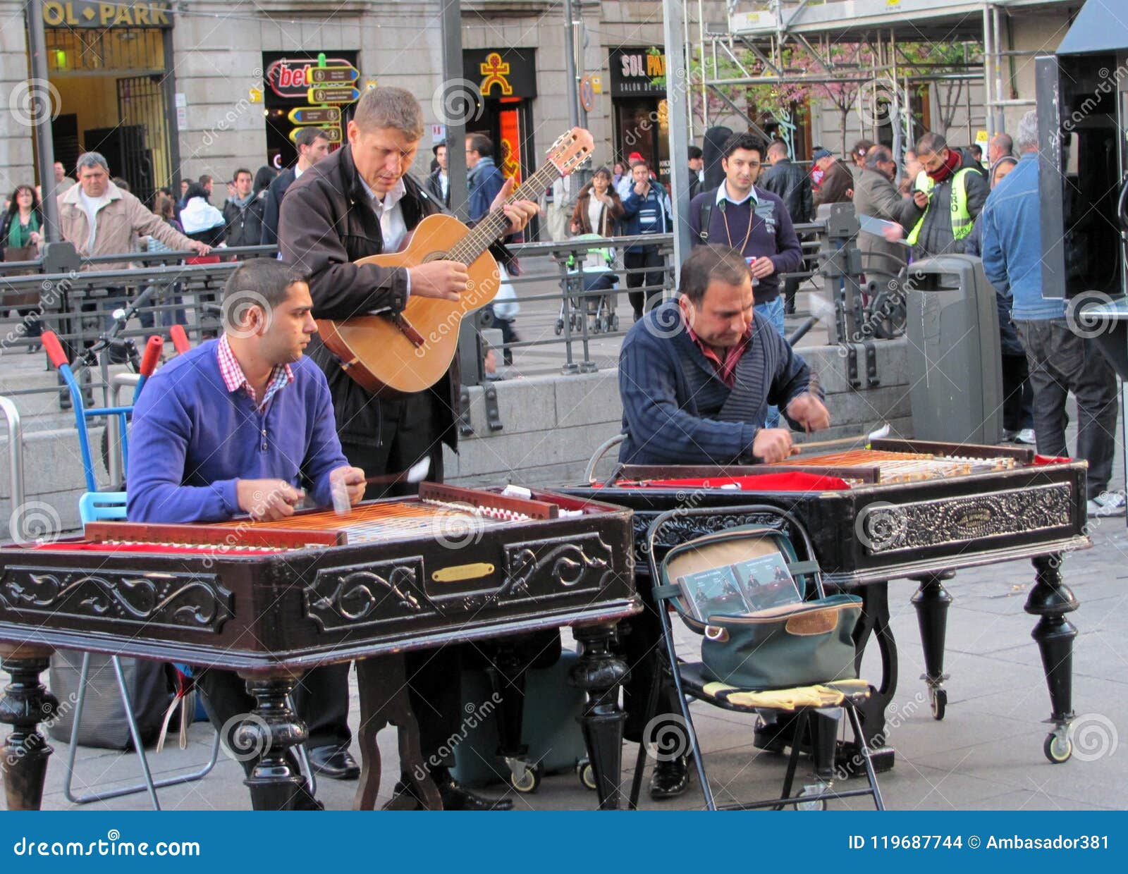 Musicians Playing Different Instruments Perform on the Madrid Street ...