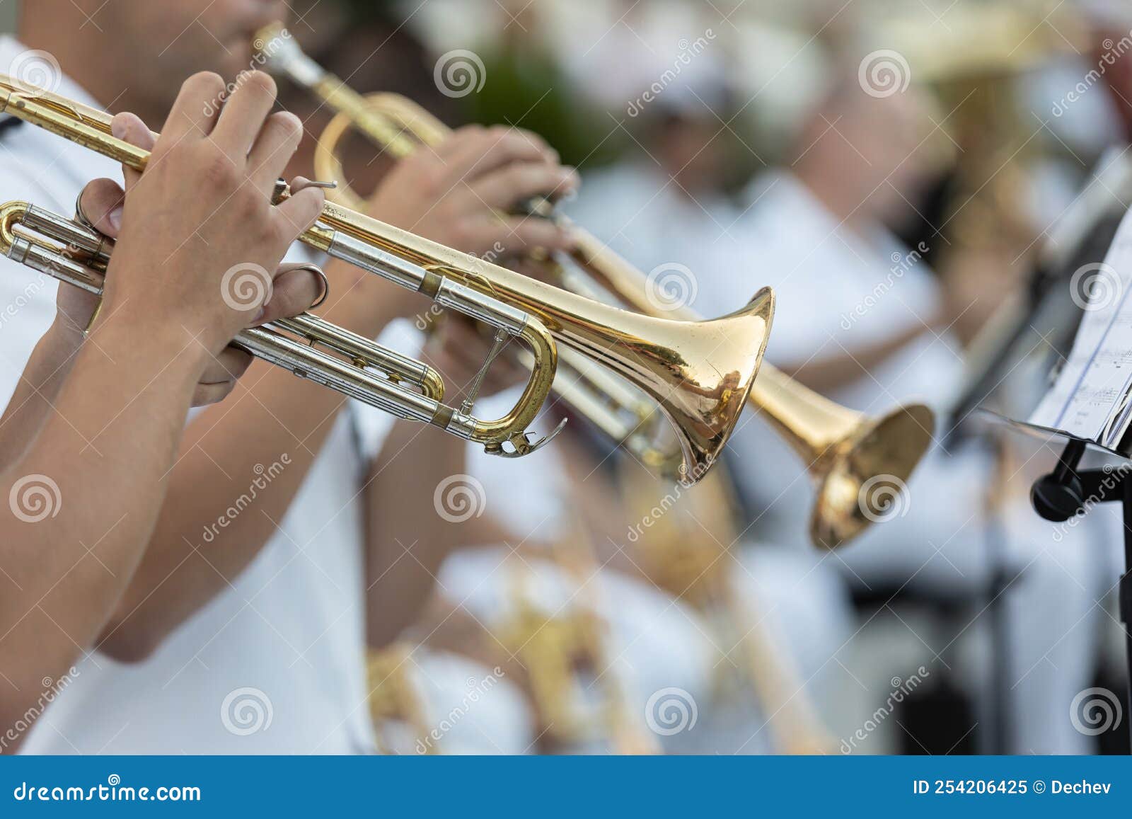 Musicians are Playing on Trumpets Stock Image - Image of harmony, metal ...