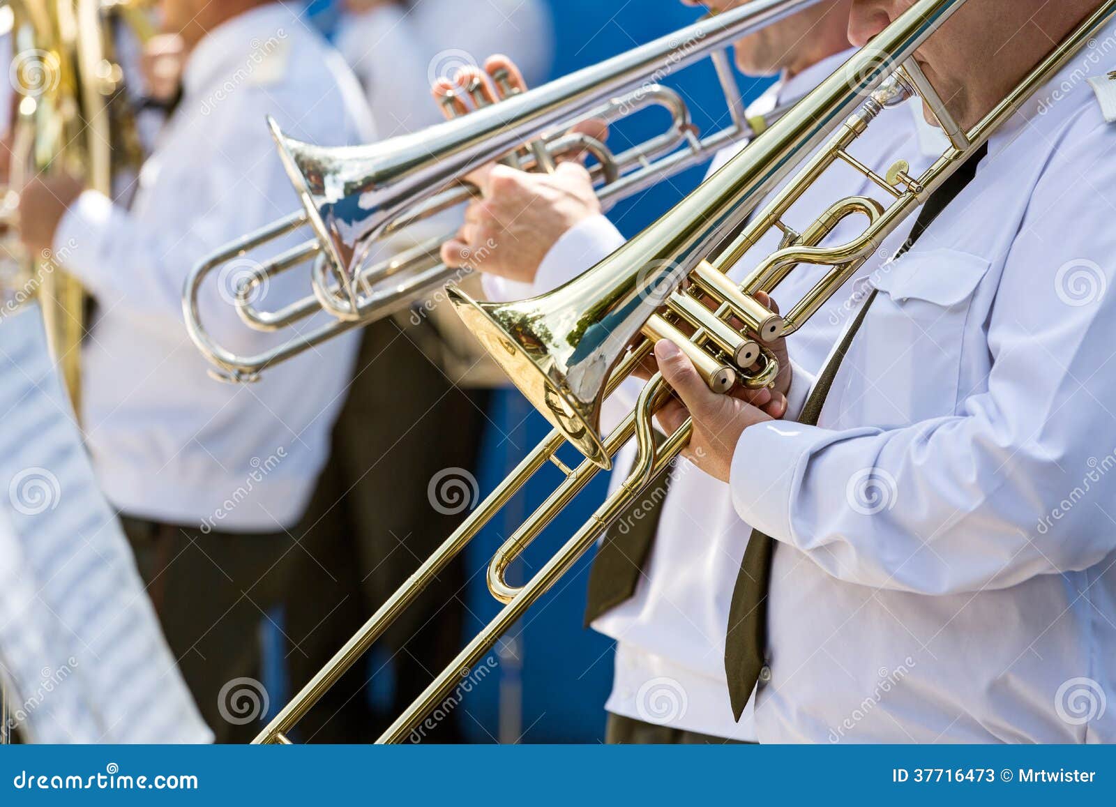 Musicians with trombones stock image. Image of army, detail - 37716473