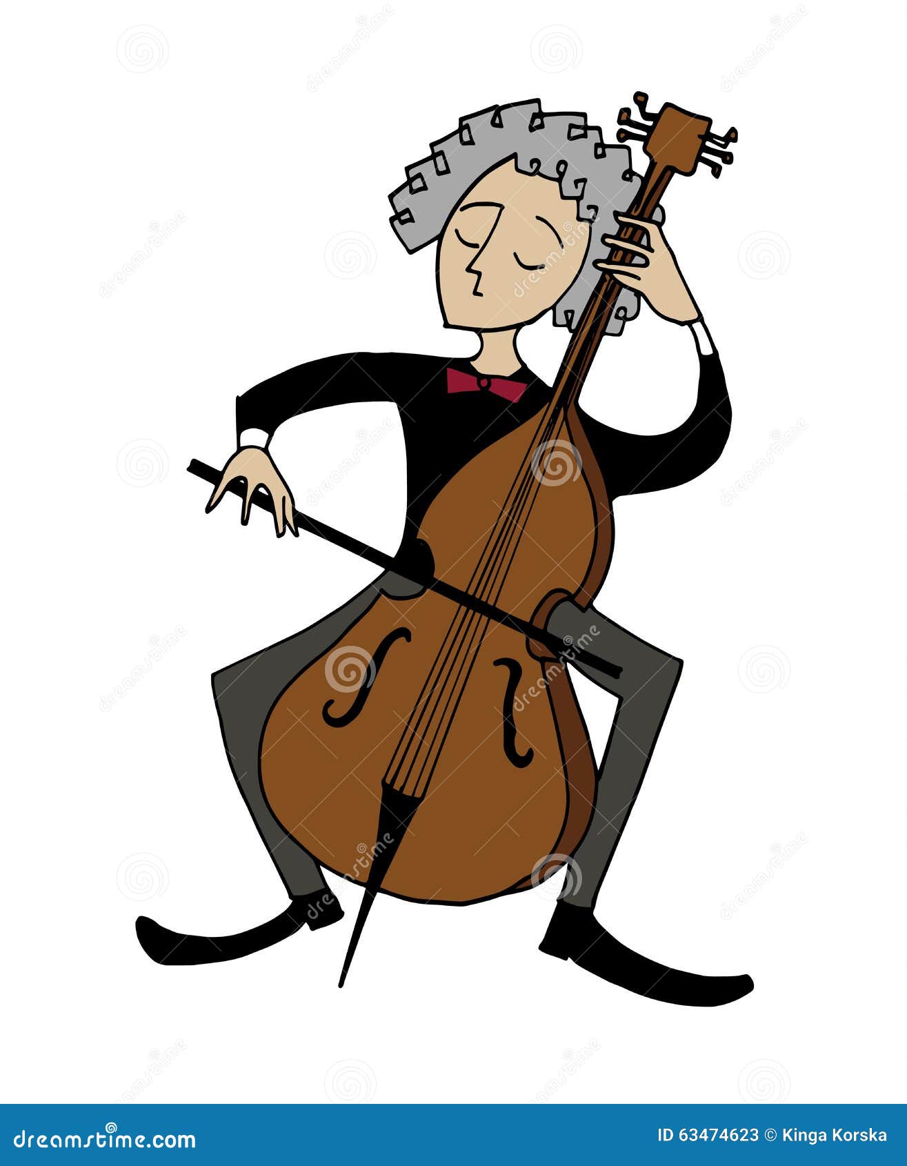 Musicien De Violoncelliste De Bande Dessinée Jouant Un Violoncelle