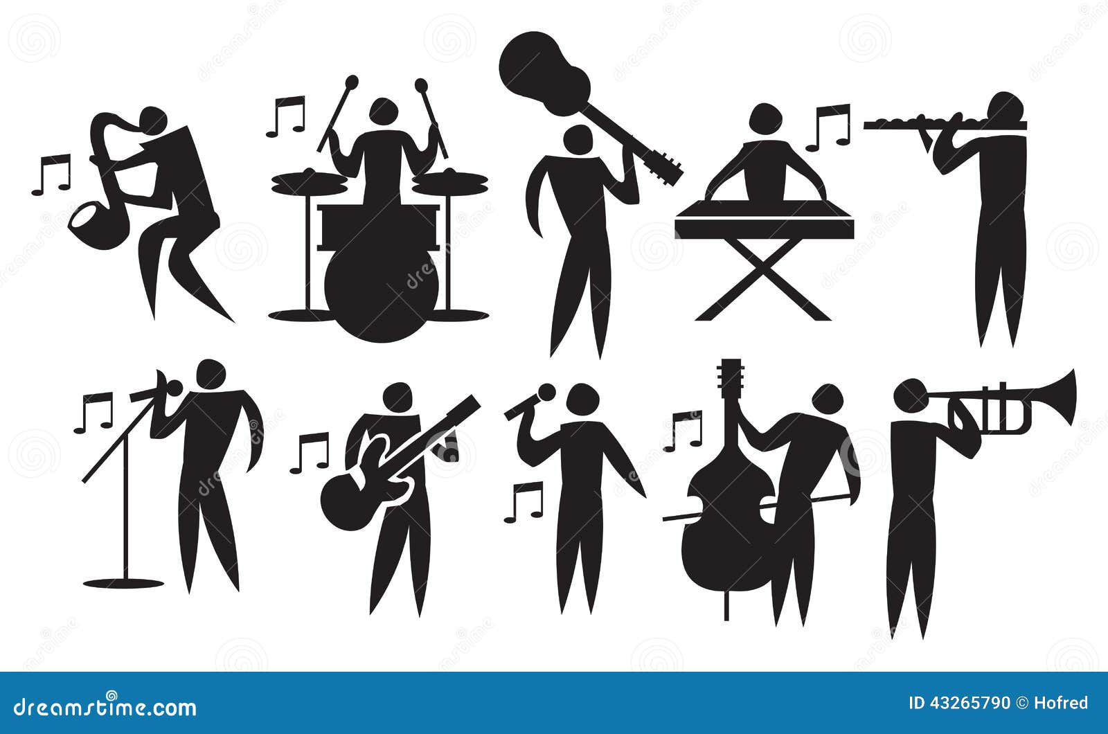 Musicien Vector Icon Set illustration de vecteur. Illustration du noir ...