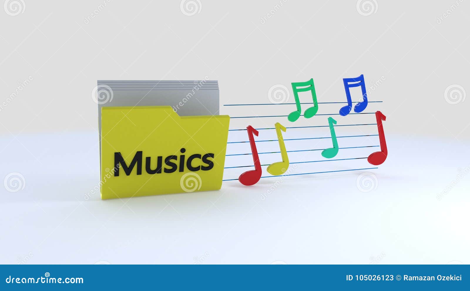 Musics Folder Symbols, 3d Rendering Stock Illustration - Illustration ...