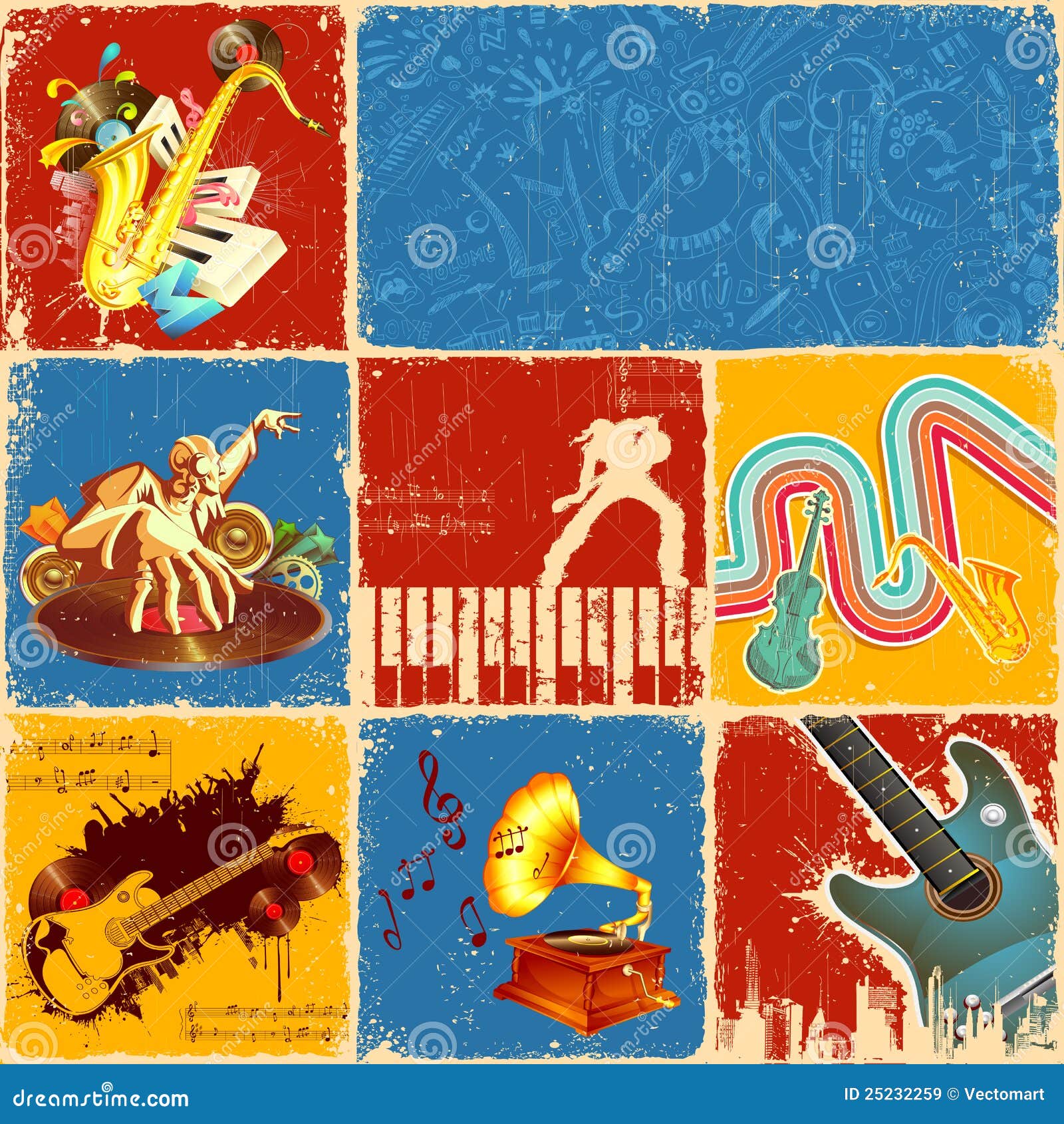 Musik-Collage stock abbildung. Illustration von schmutz - 25232259