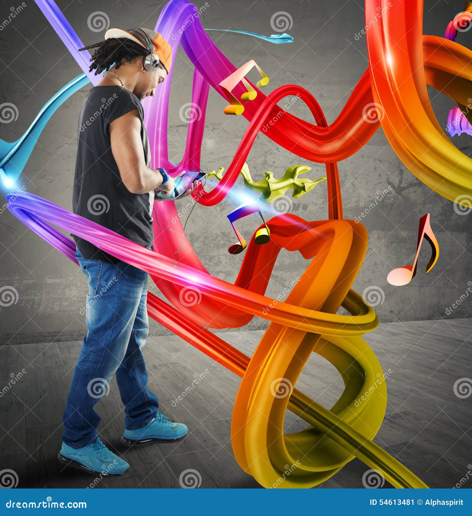 Musik in den bunten Wellen stockbild. Bild von spritzt - 54613481