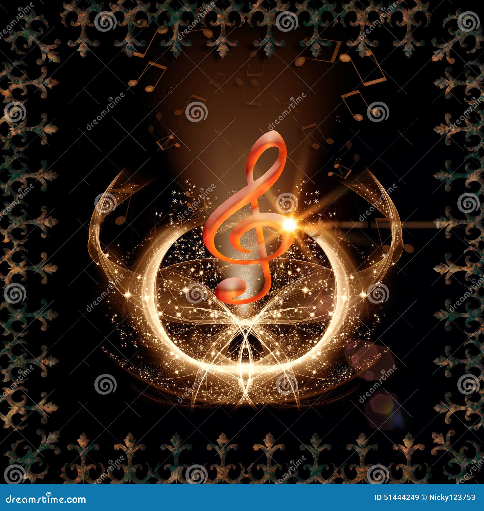 Musik Klav Med Ljusa Effekter Stock Illustrationer - Illustration av ...