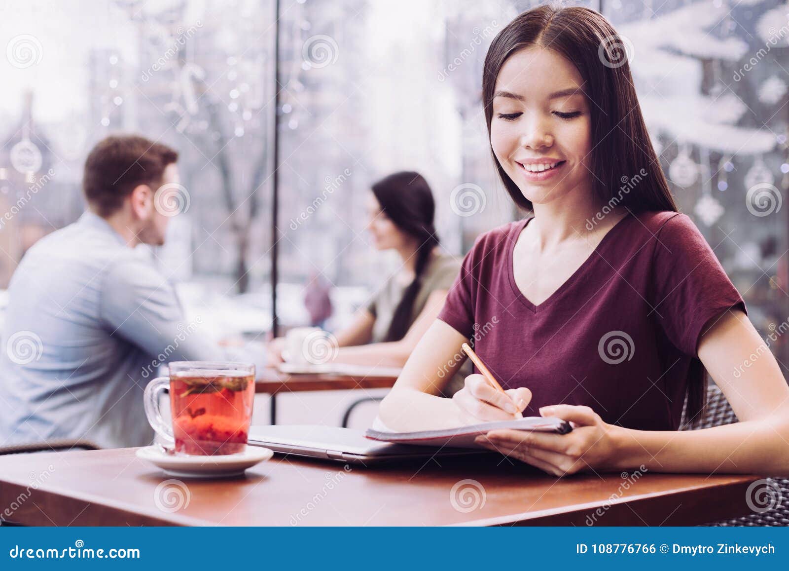 Musing Female Student Noting Thought Stock Photo - Image of graduation ...