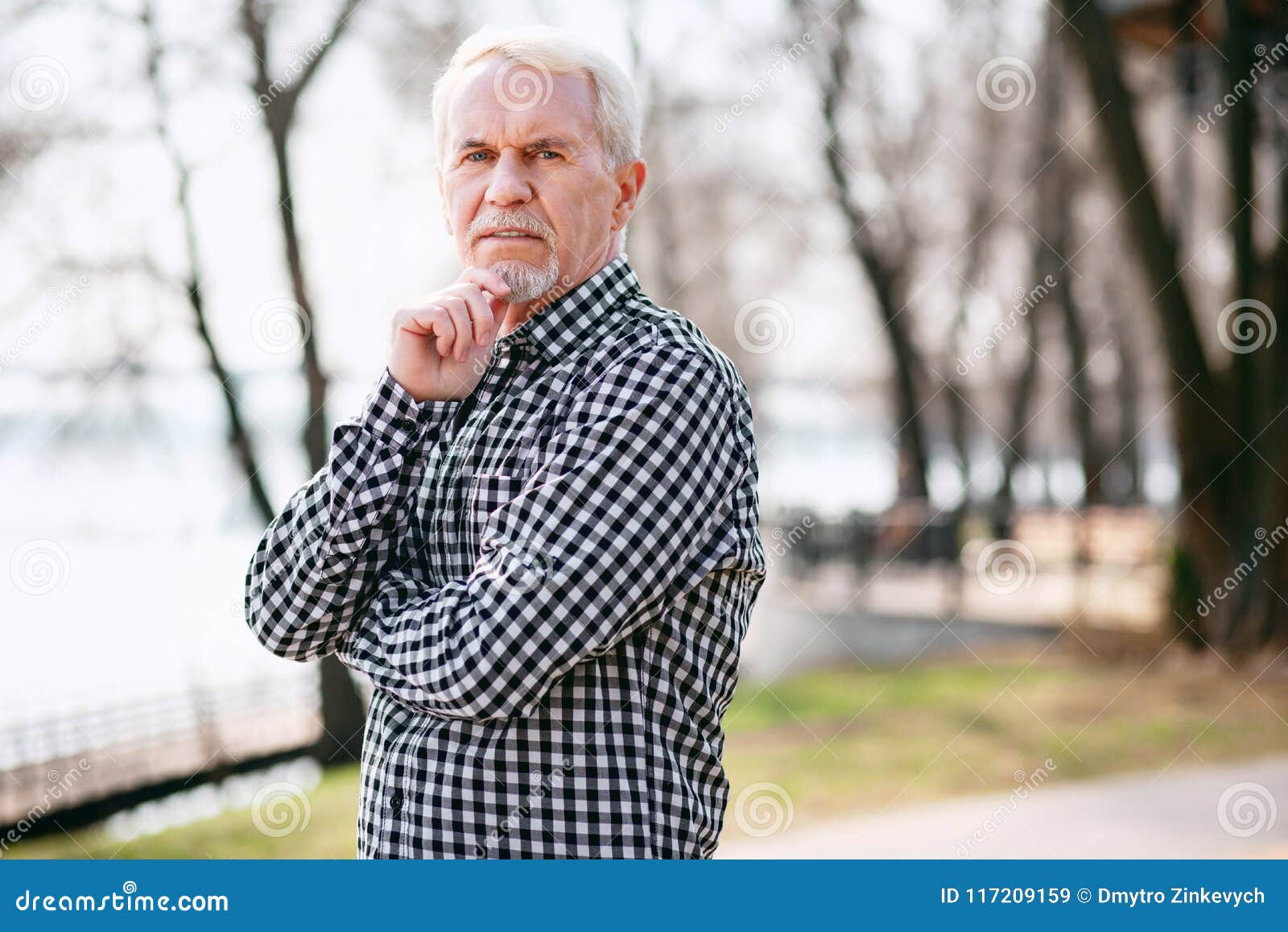 Musing senior man doubting stock image. Image of care - 117209159