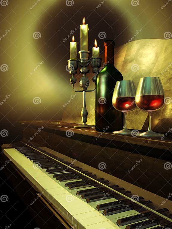 Musique et vin illustration stock. Illustration du concert - 71351083