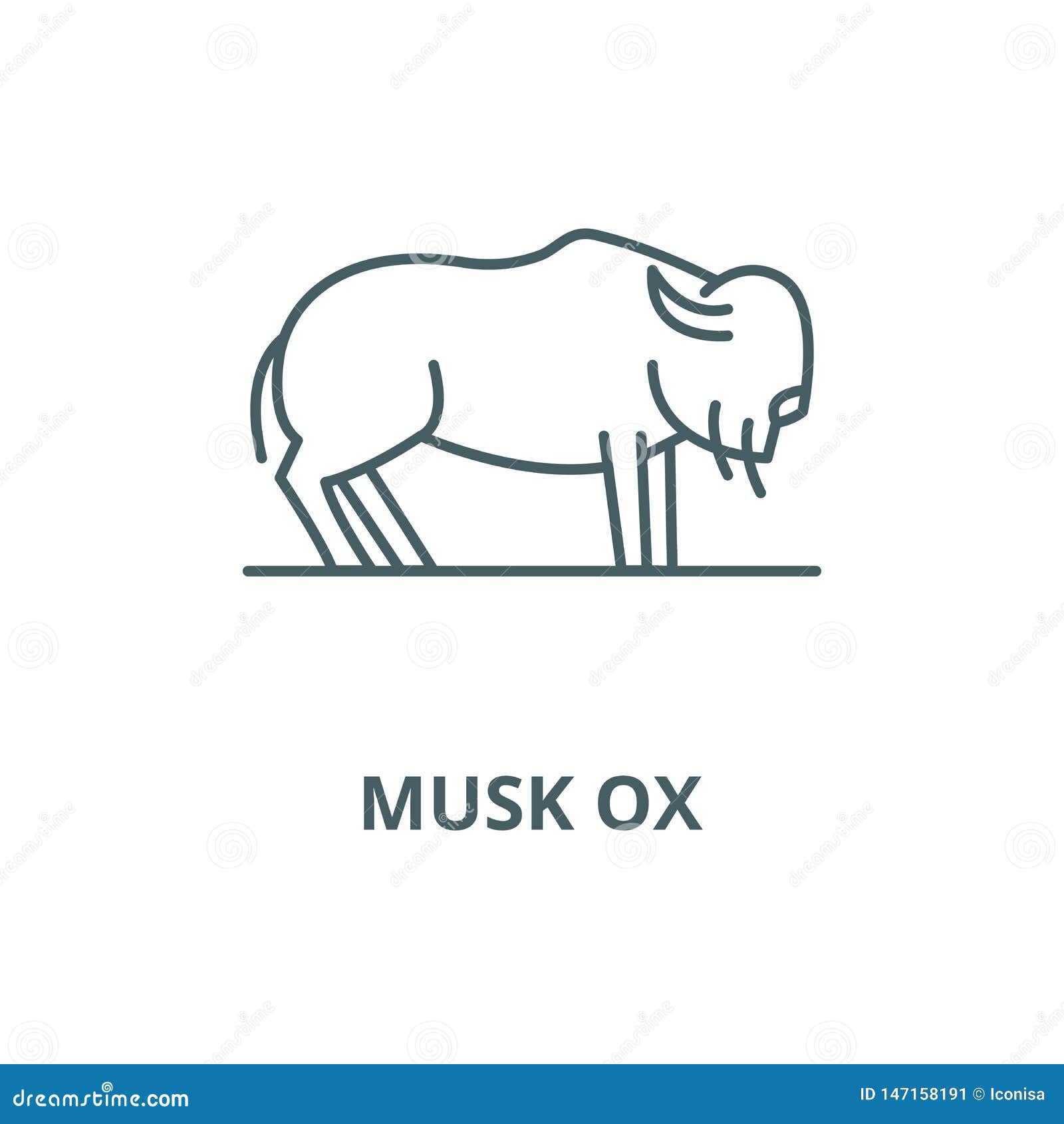 Musk Ox Vector Line Icon, Linear Concept, Outline Sign, Symbol Stock ...