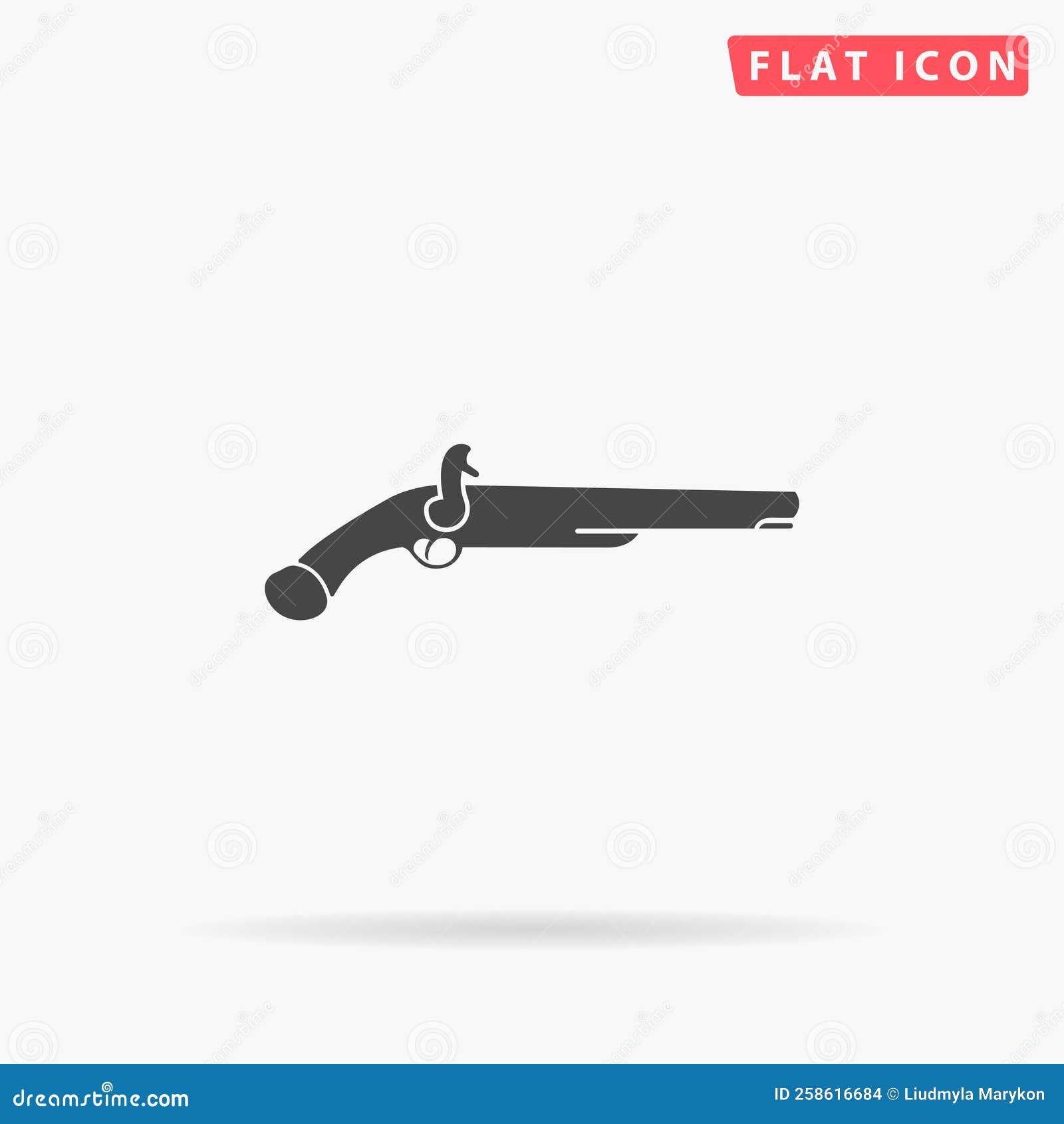 Musket flat vector icon stock vector. Illustration of pistol - 258616684