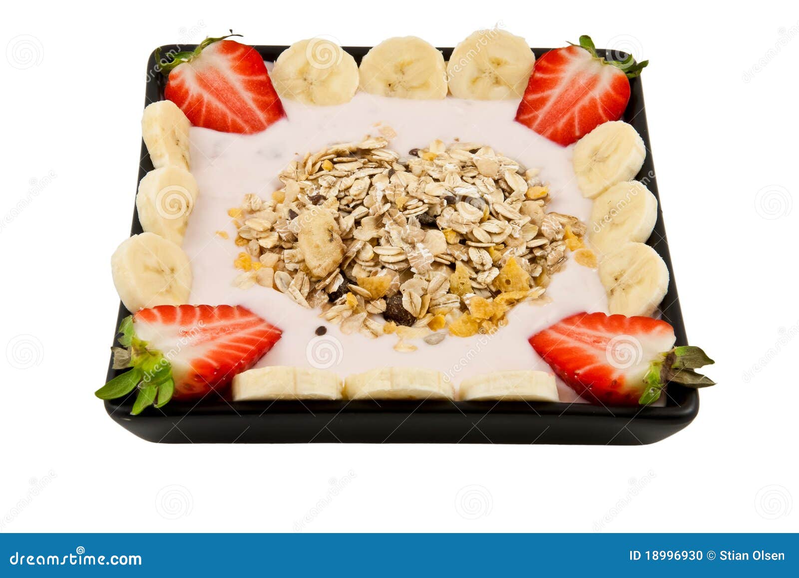Musli Breakfast with Strawberries and Banana Stock Photo - Image of ...