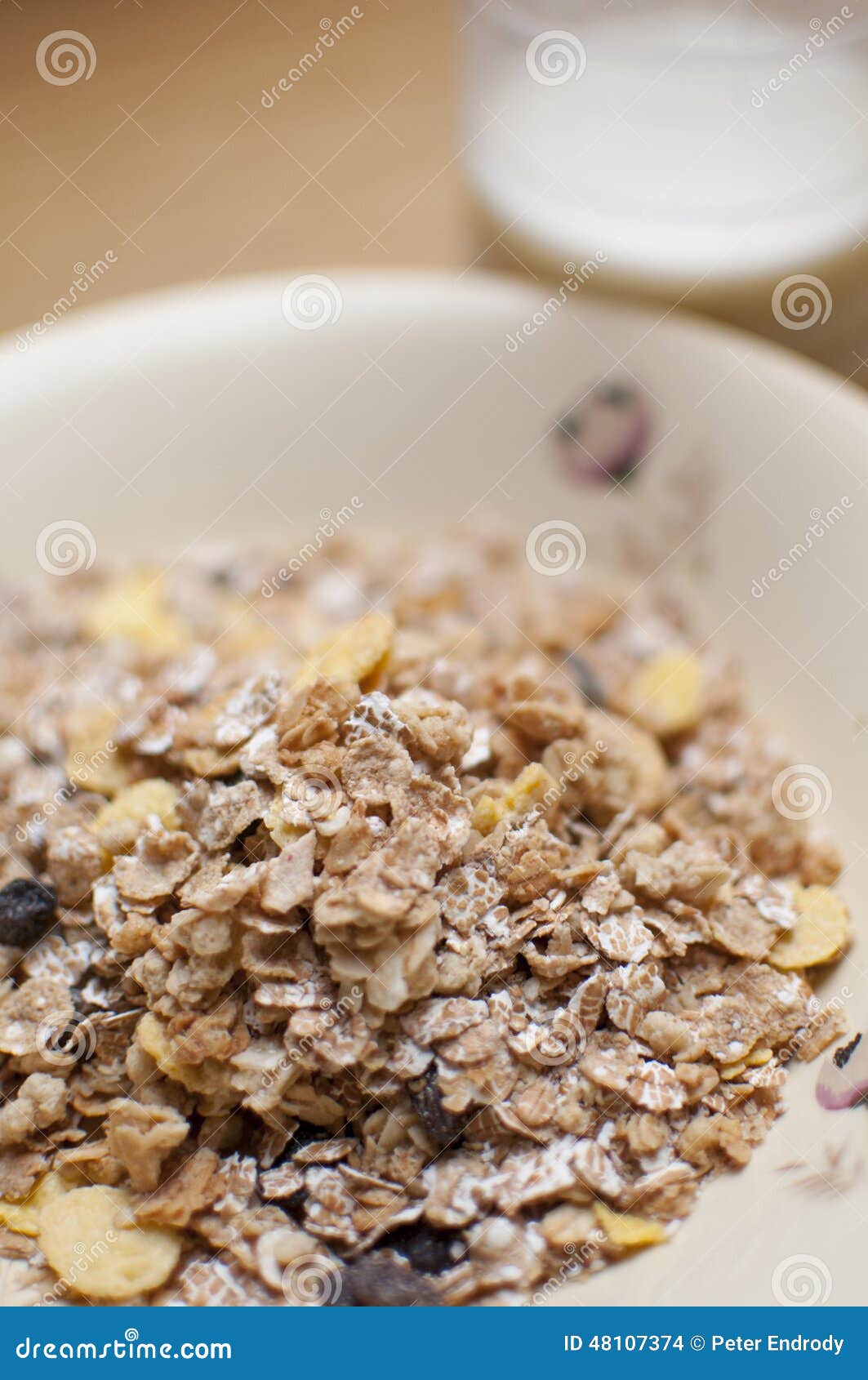 Musli Cereal and Milk in Bowl Stock Photo - Image of diet, breakfast ...