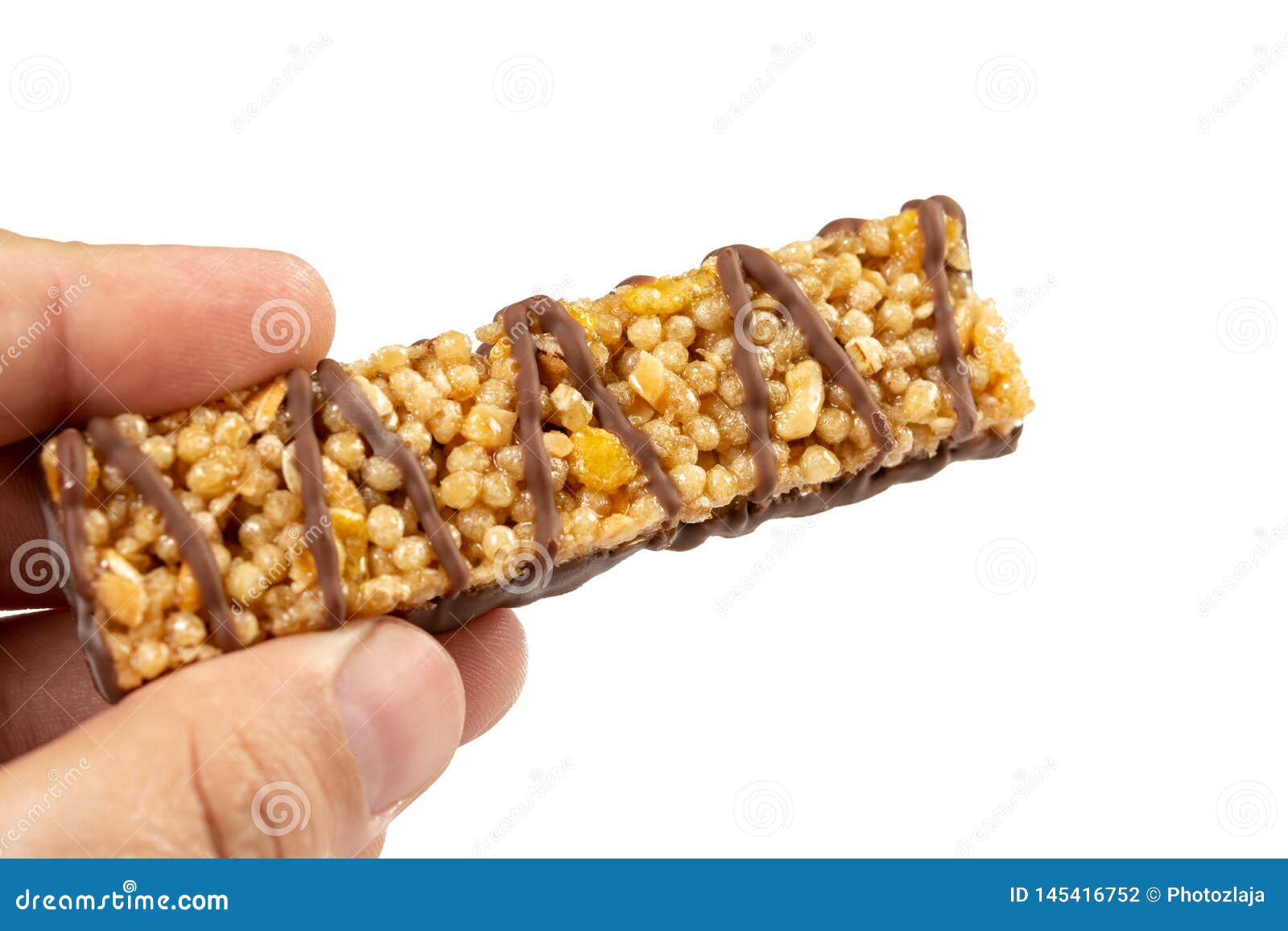 Musli Cornflakes Chocolate Bar in the Hand Stock Photo - Image of corn ...