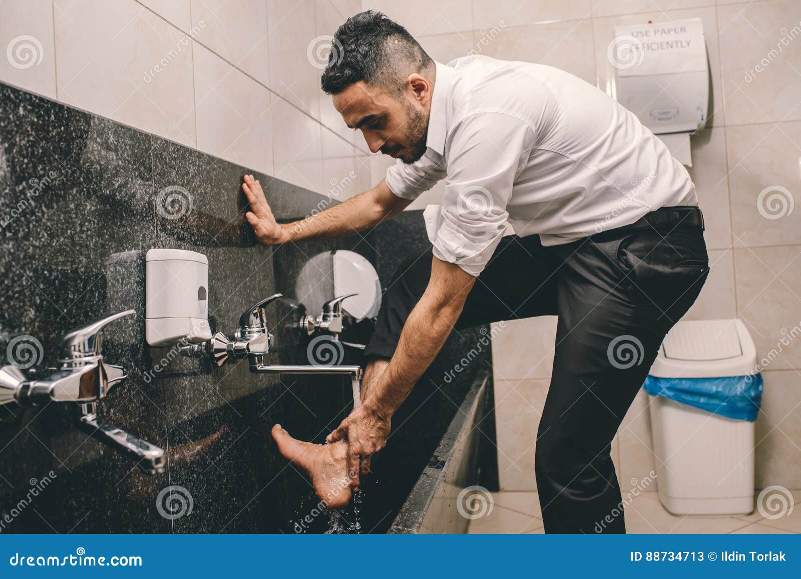 Muslim Ablution For Pray. Fountains For Ablution In The Carmichael ...