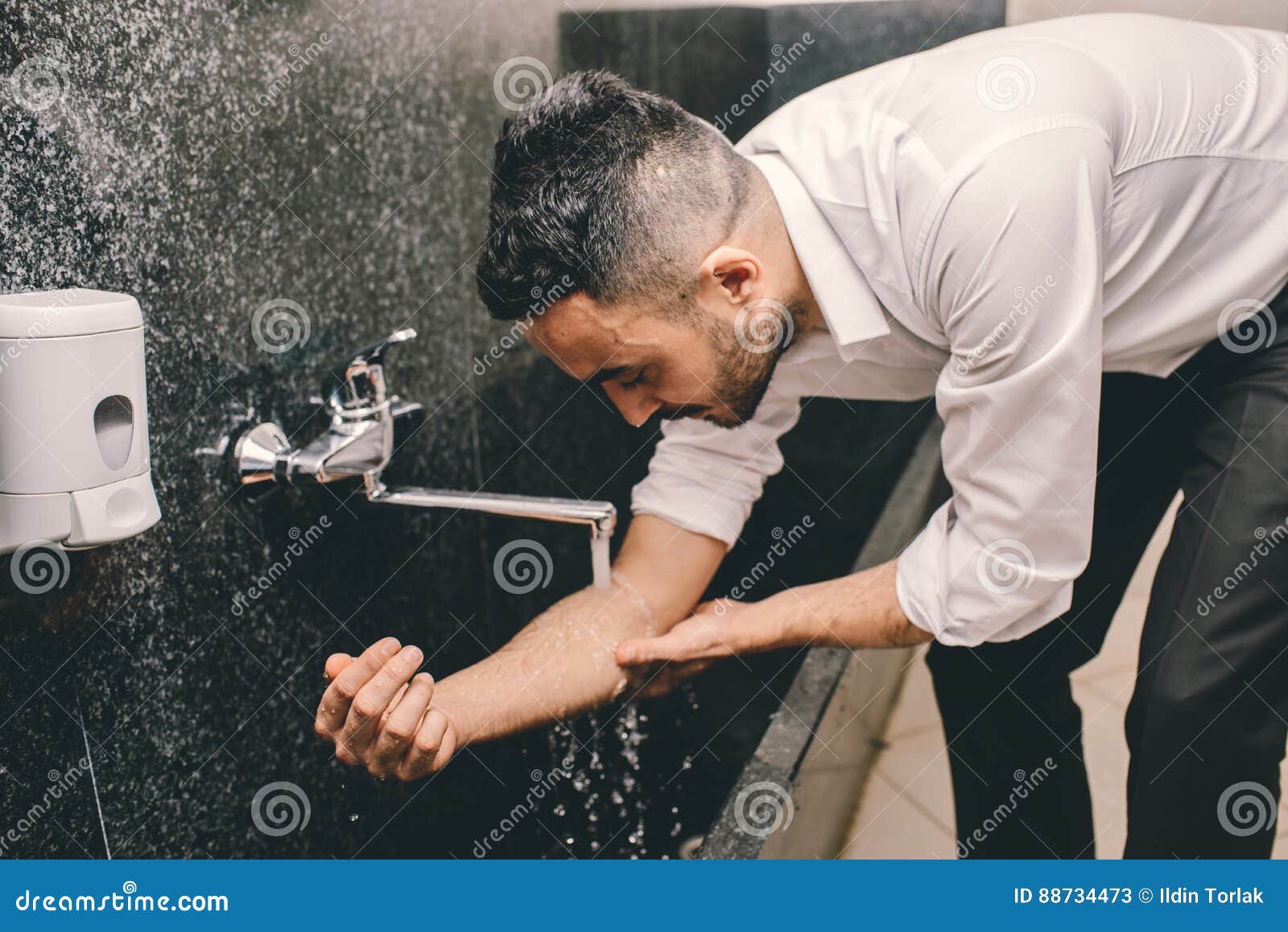 Muslim Ablution For Pray. Fountains For Ablution In The Carmichael ...