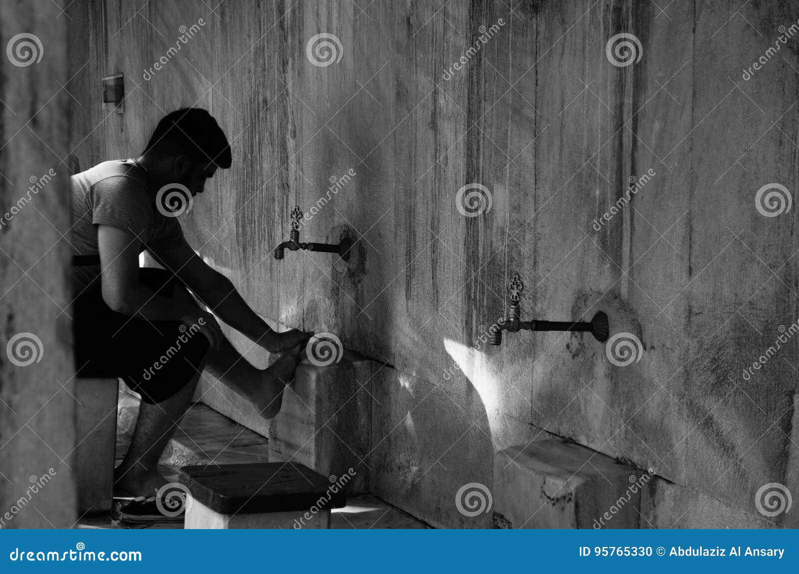 Muslim Ablution For Pray. Fountains For Ablution In The Carmichael ...