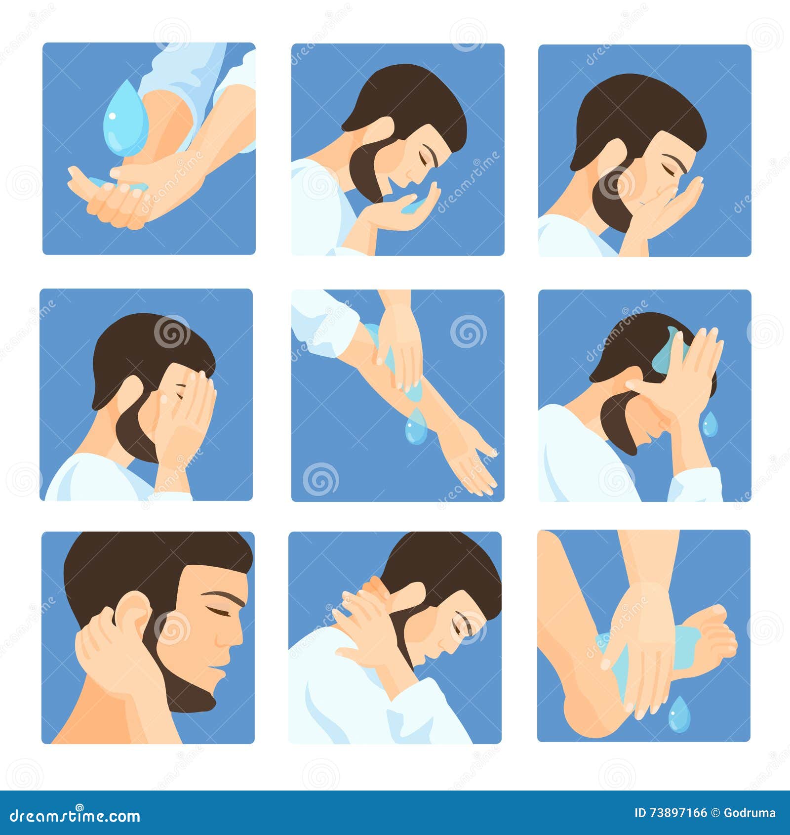 Ablution Or Washing Hand Icon. Islamic Wudu Of Religion Collection ...