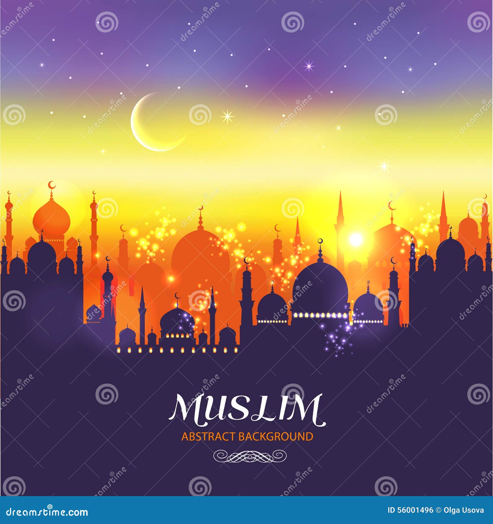 Muslim Abstract Greeting Banners. Islamic Vector Illustration. Desert ...