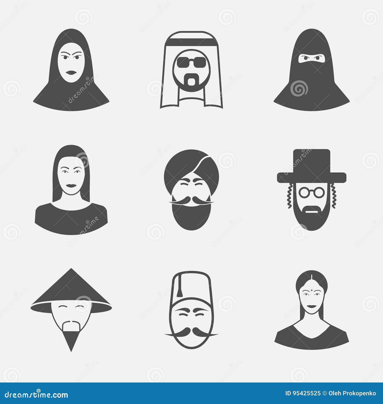 Muslim Avatars. Arabic Male And Female Characters Front View Portraits ...
